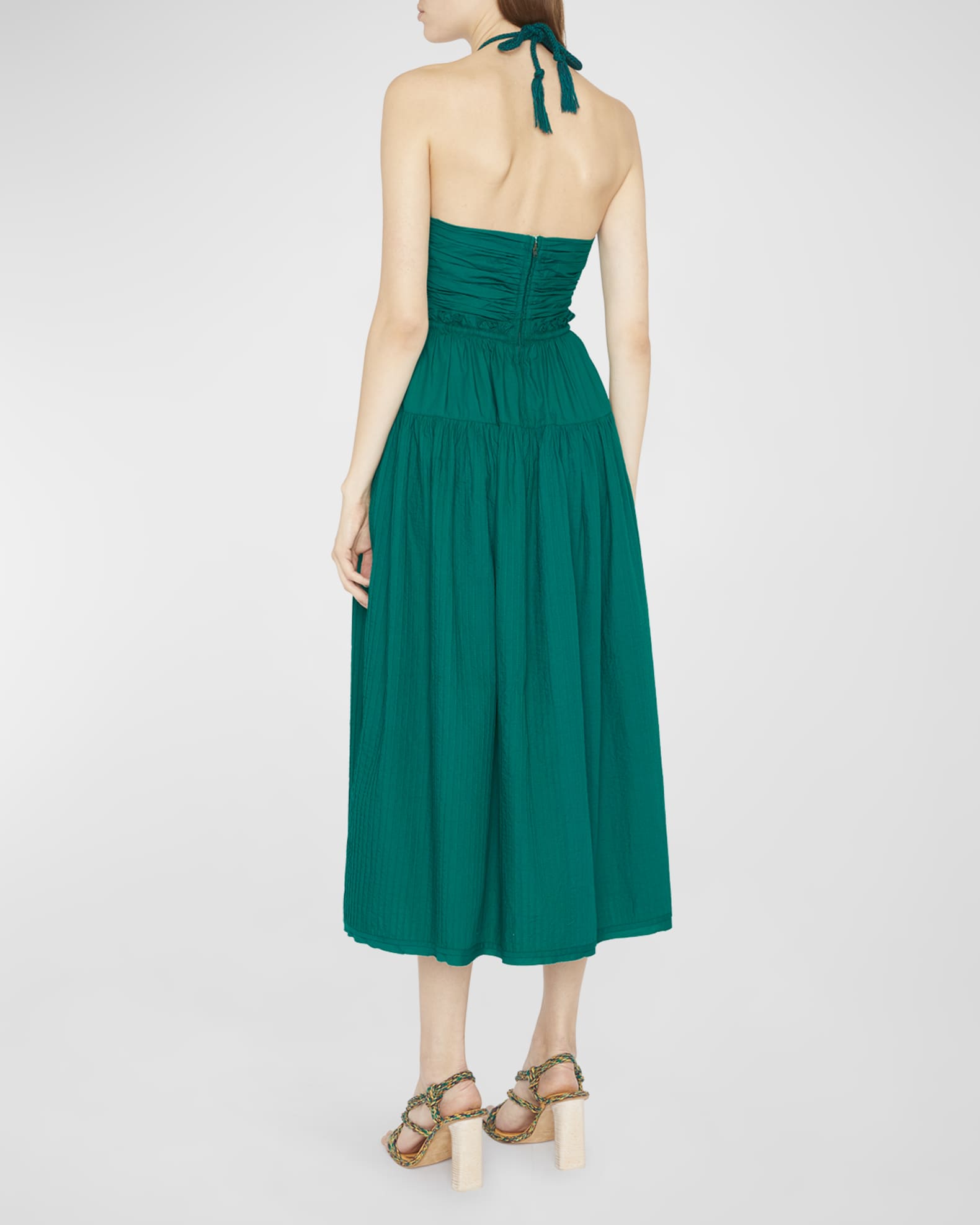 Ulla Johnson Emmaline Halter Pintuck Poplin Midi Dress | Neiman Marcus