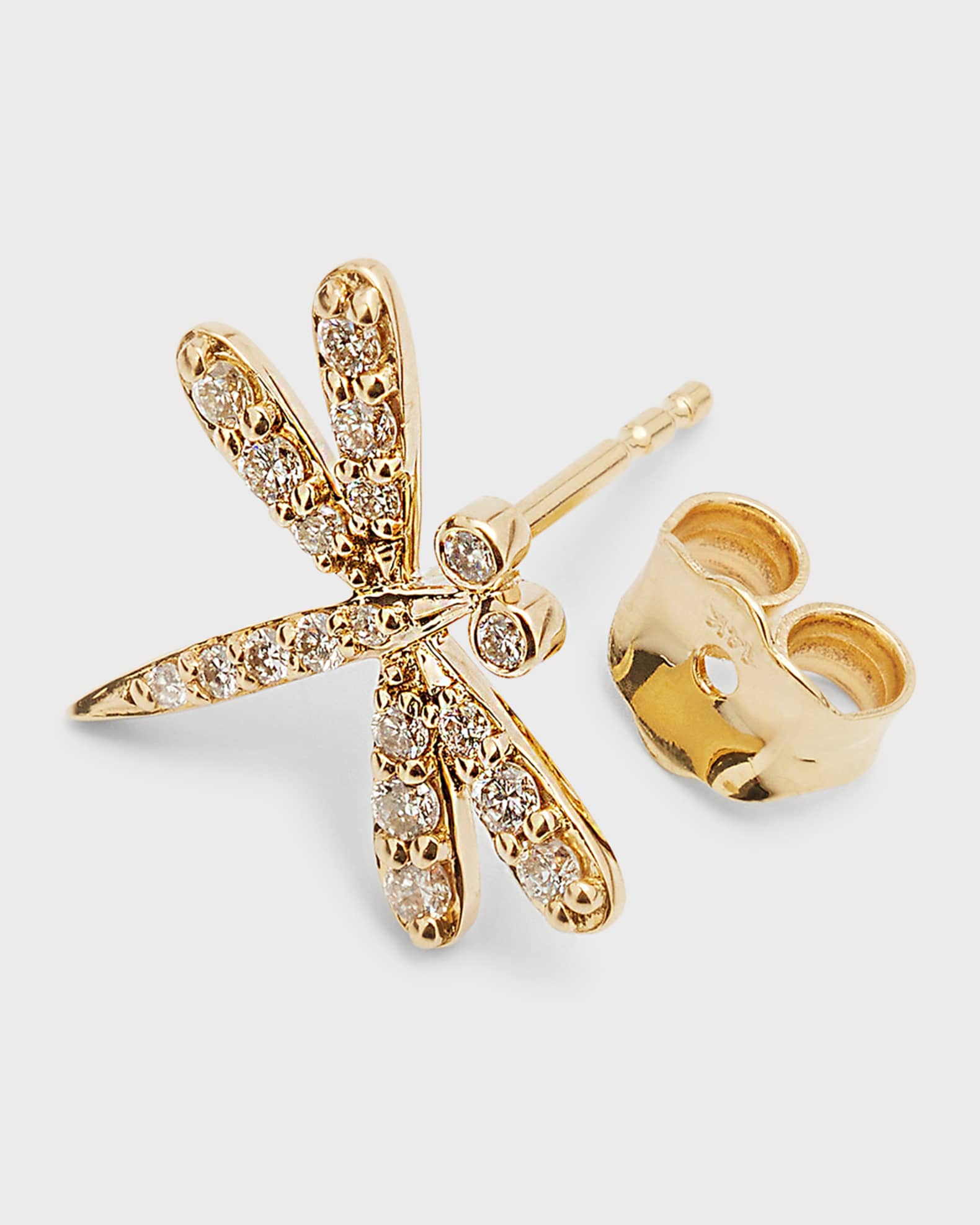 Sydney Evan 14K Diamond Dragonfly Stud Earring, Single | Neiman Marcus
