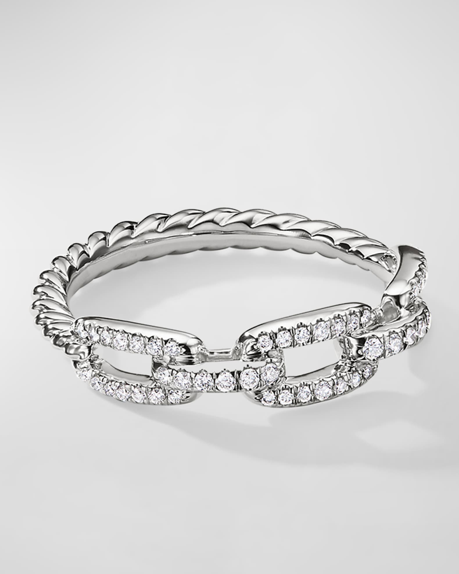 4.5mm Stax Chain Link Rings with Diamonds and 18k White Gold | Neiman ...