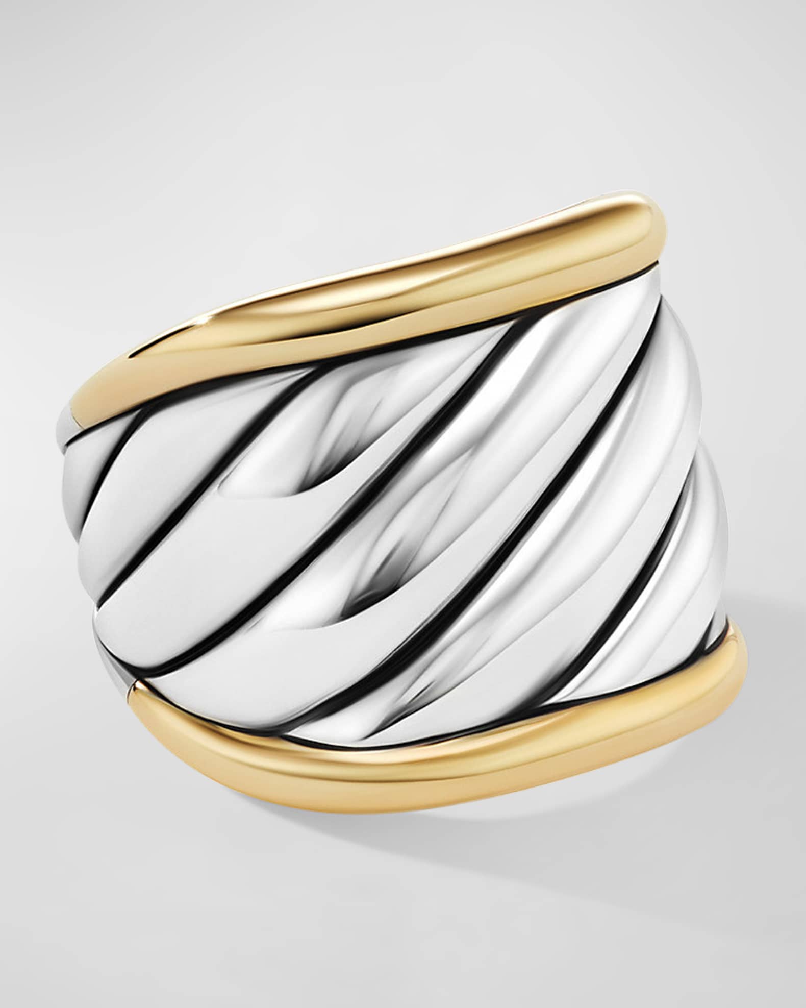 22mm Sculpted Cable Saddle Rings in Silver and Gold | Neiman Marcus