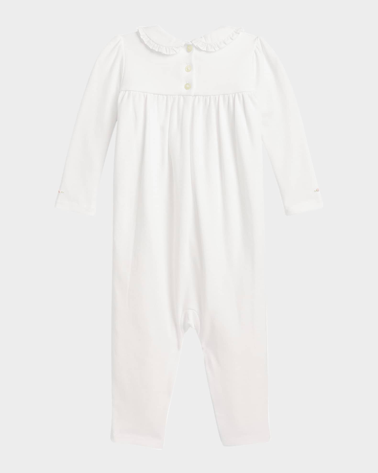 Polo Ralph Lauren Girl's Embroidered Coverall, Size 3M-12M | Neiman Marcus
