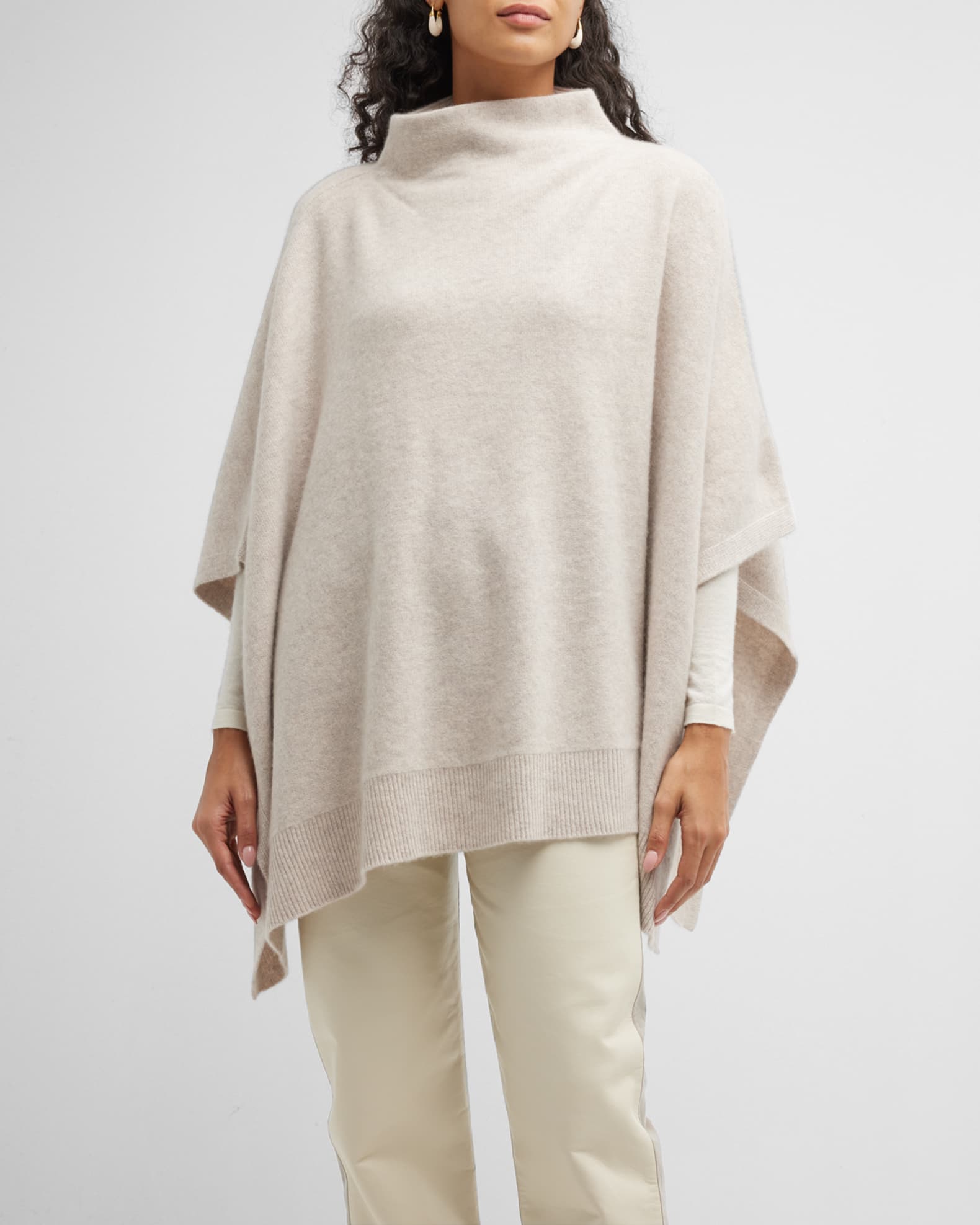 Vince Funnel Neck Knit Cashmere Poncho | Neiman Marcus