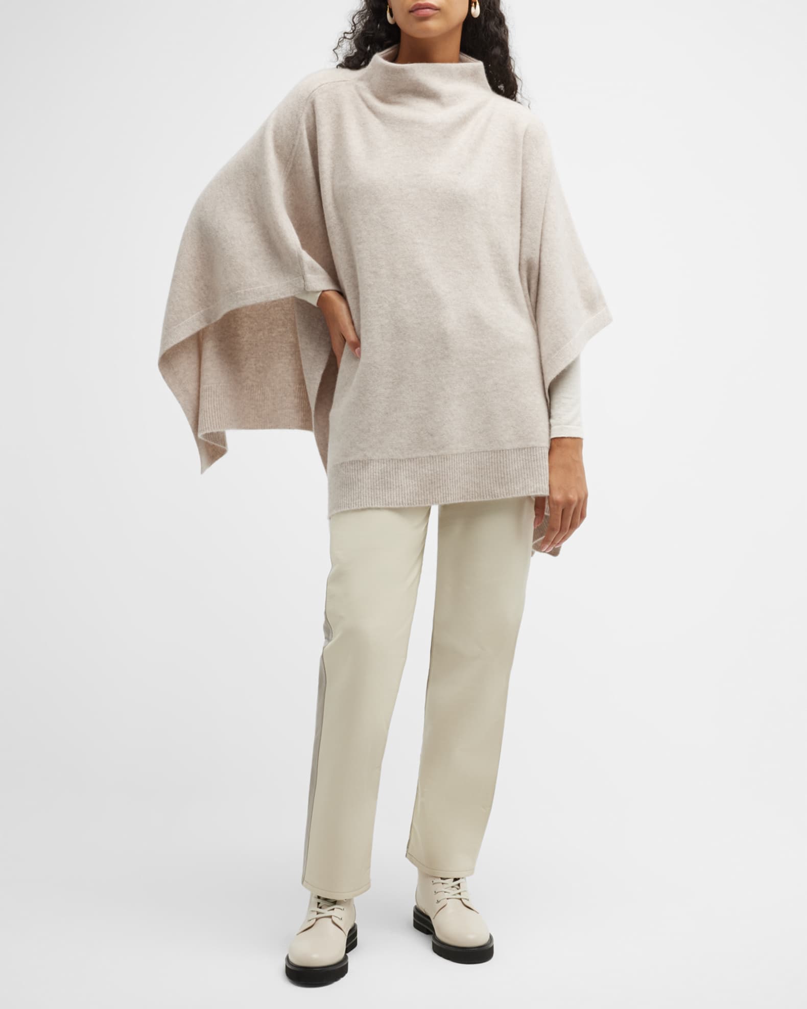 Vince Funnel Neck Knit Cashmere Poncho | Neiman Marcus