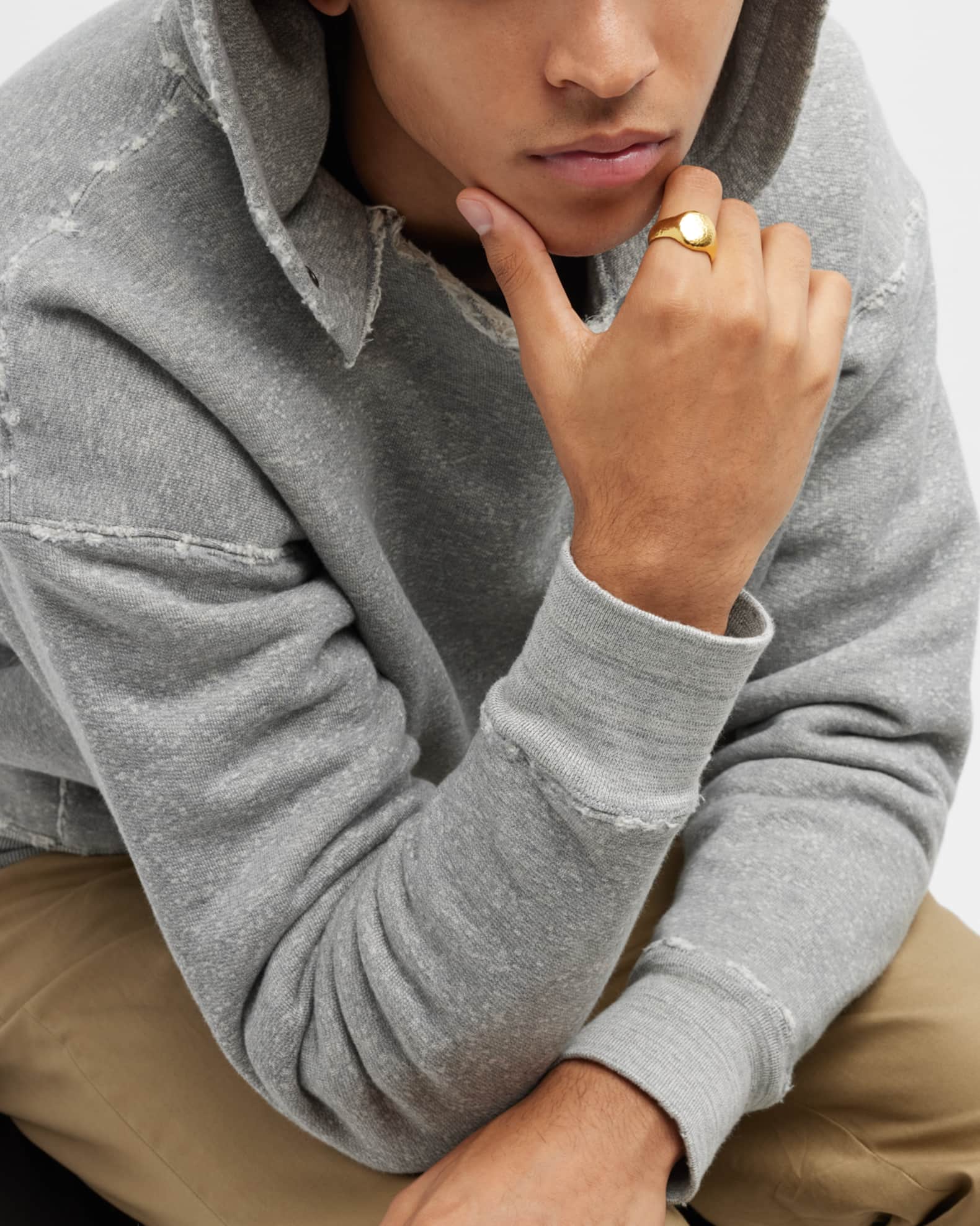 Gurhan Men's Hammered 22K Yellow Gold Signet Ring | Neiman Marcus