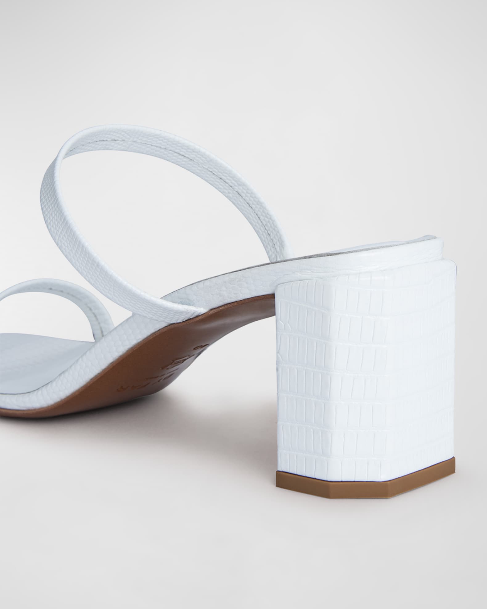 BY FAR Tanya Embossed Two-Band Slide Sandals | Neiman Marcus