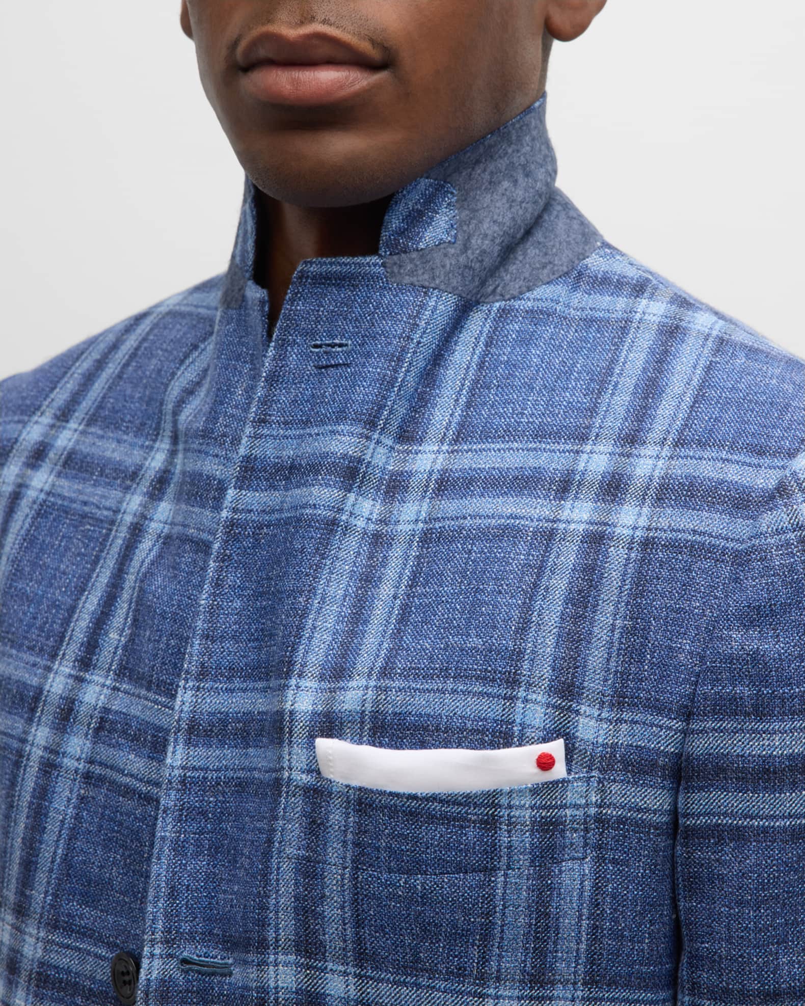 Kiton Men's Wool-Silk Plaid Sport Coat | Neiman Marcus