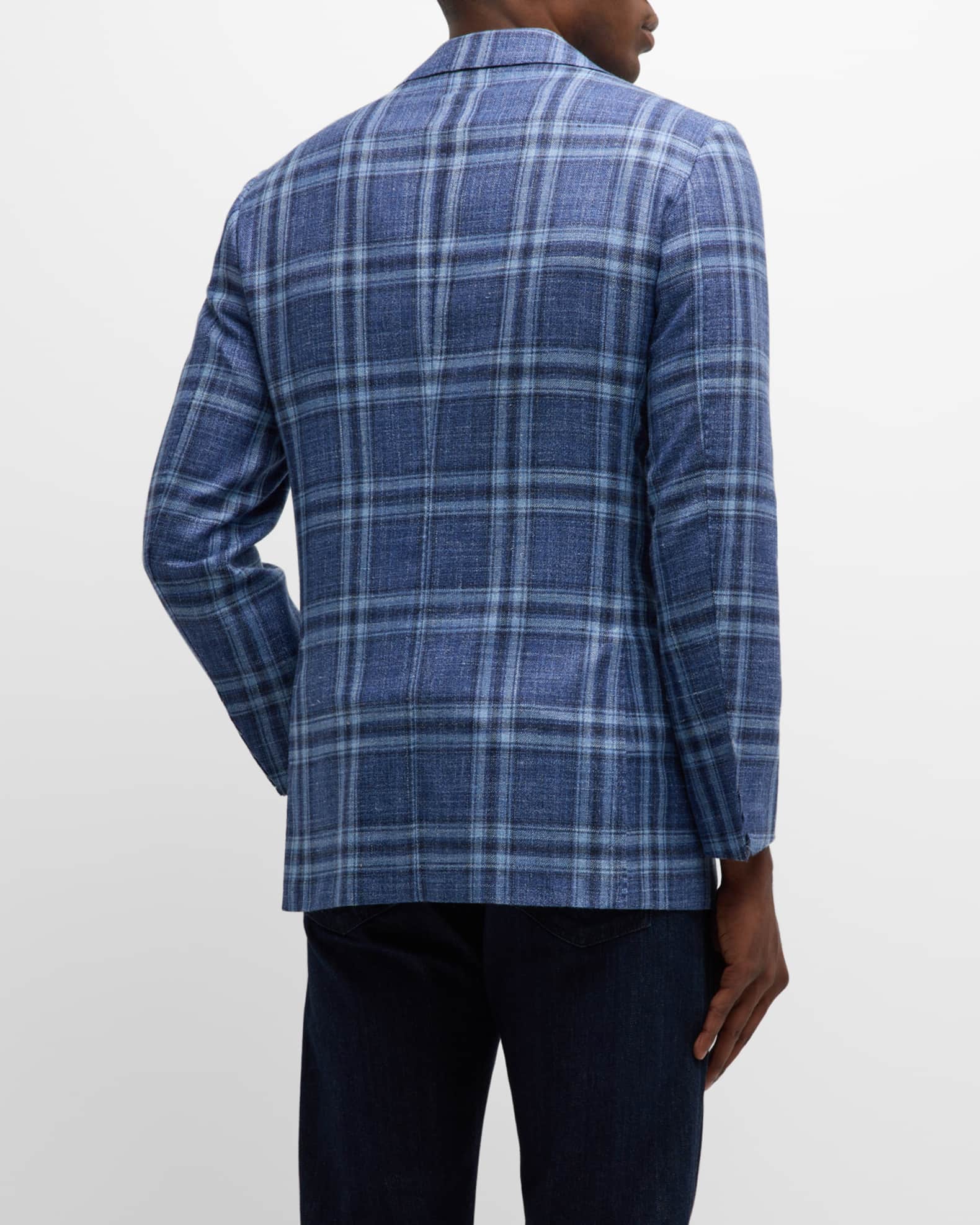 Kiton Men's Wool-Silk Plaid Sport Coat | Neiman Marcus