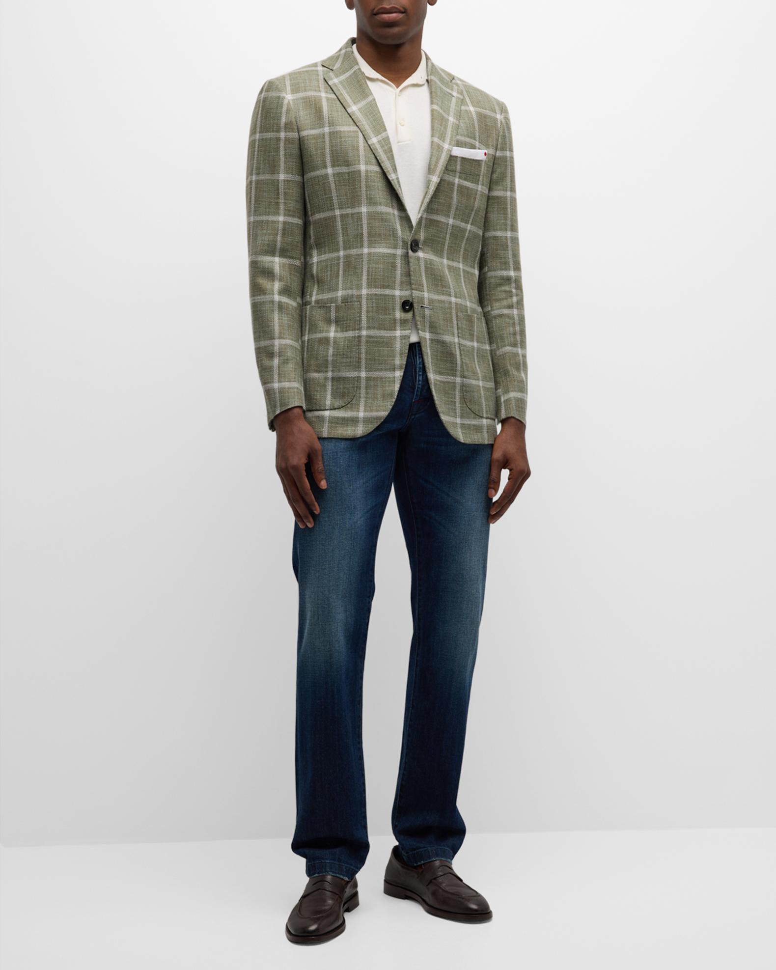 Kiton Men's Silk Windowpane Sport Coat | Neiman Marcus