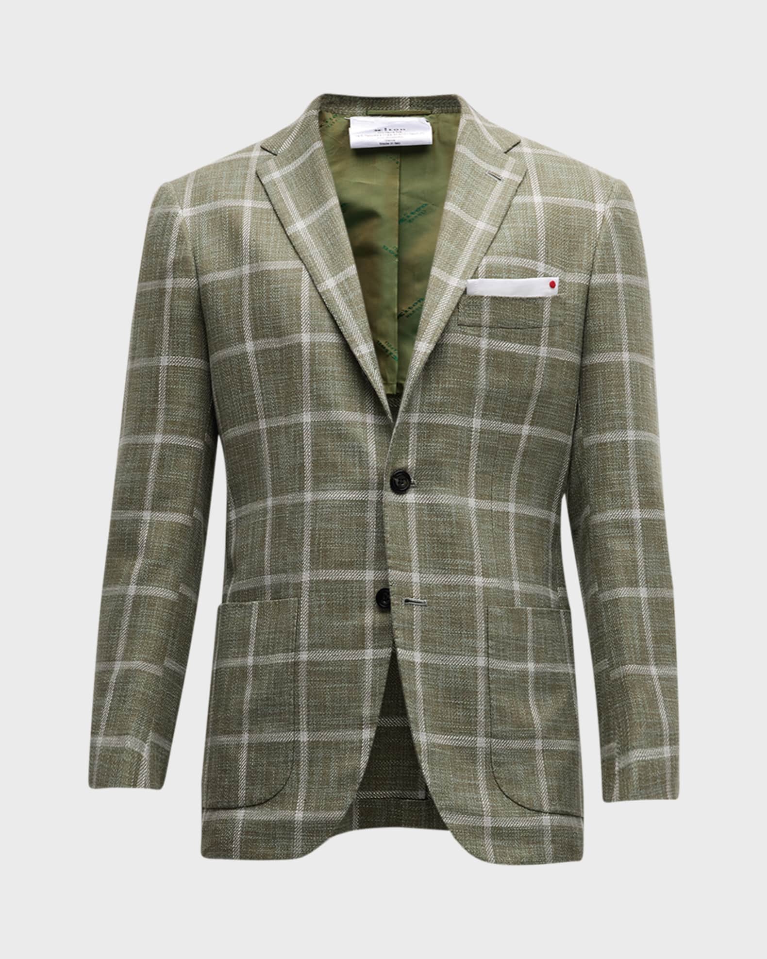 Kiton Men's Silk Windowpane Sport Coat | Neiman Marcus