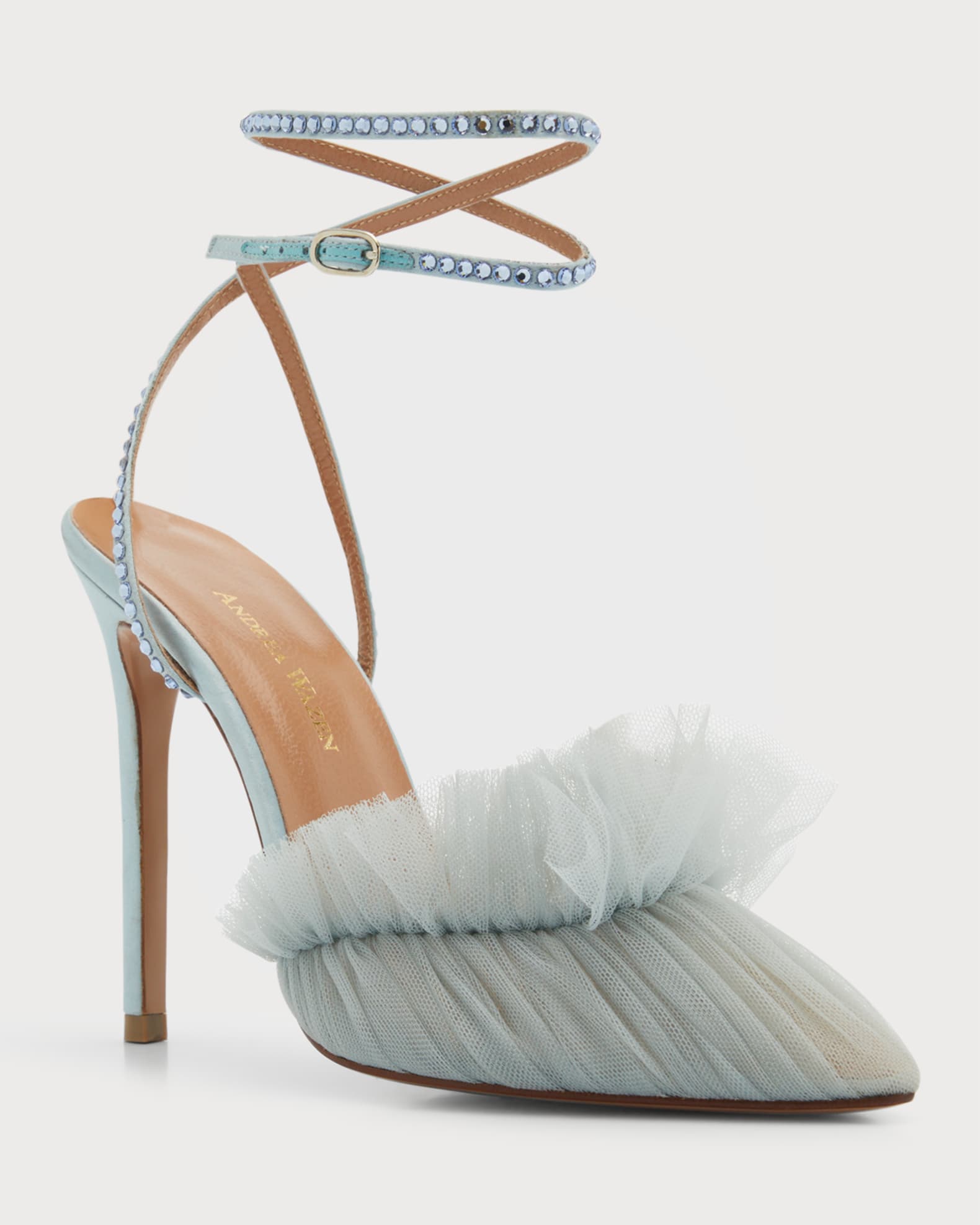 Andrea Wazen Franca Double Glitz Ankle-Strap Pumps | Neiman Marcus