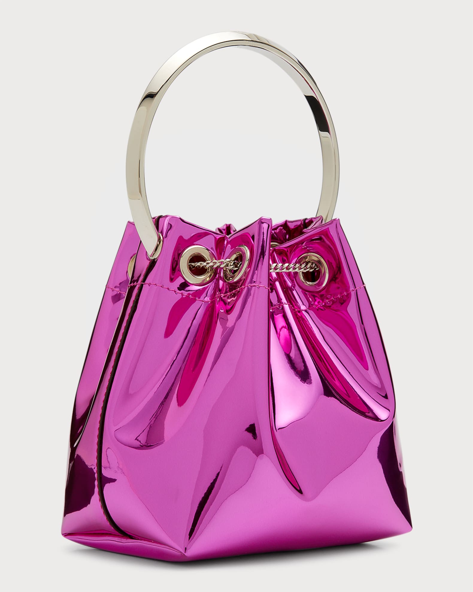 Jimmy Choo Bon Bon Metallic Top-Handle Bucket Bag | Neiman Marcus