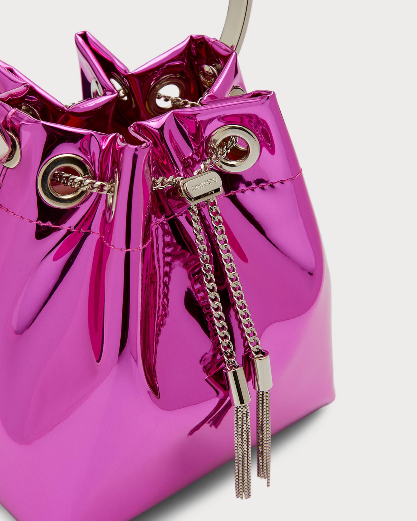 Jimmy Choo Bon Bon Metallic Top-Handle Bucket Bag | Neiman Marcus