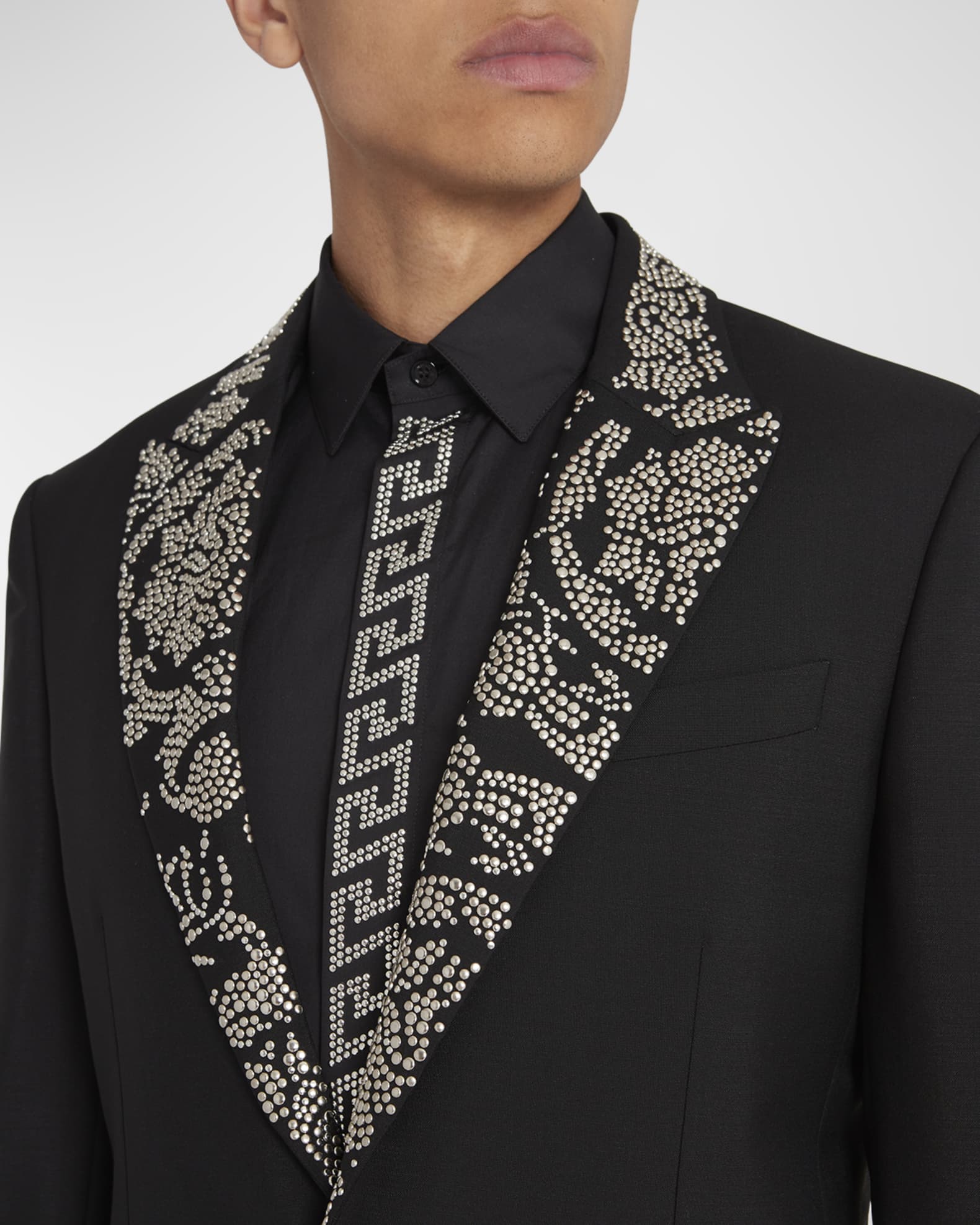 Versace Men's Barocco Studded-Lapel Tuxedo Jacket | Neiman Marcus