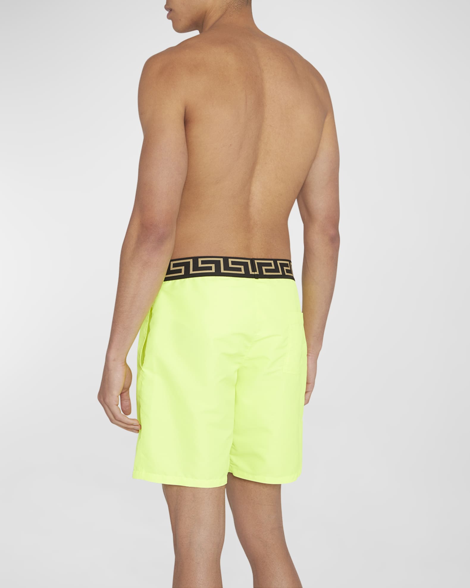 Versace Men's Greca Long Swim Shorts | Neiman Marcus