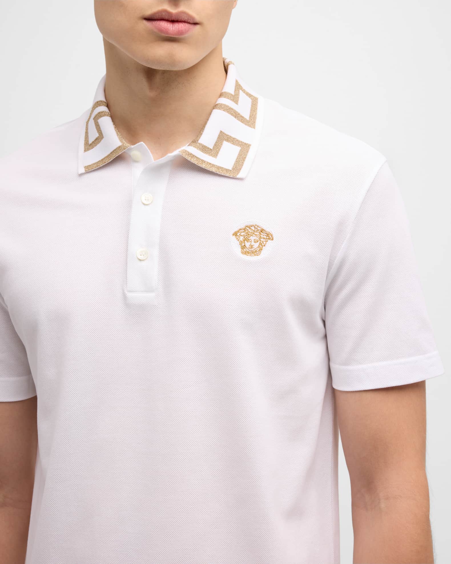 Versace Men's Greca-Collar Polo Shirt | Neiman Marcus