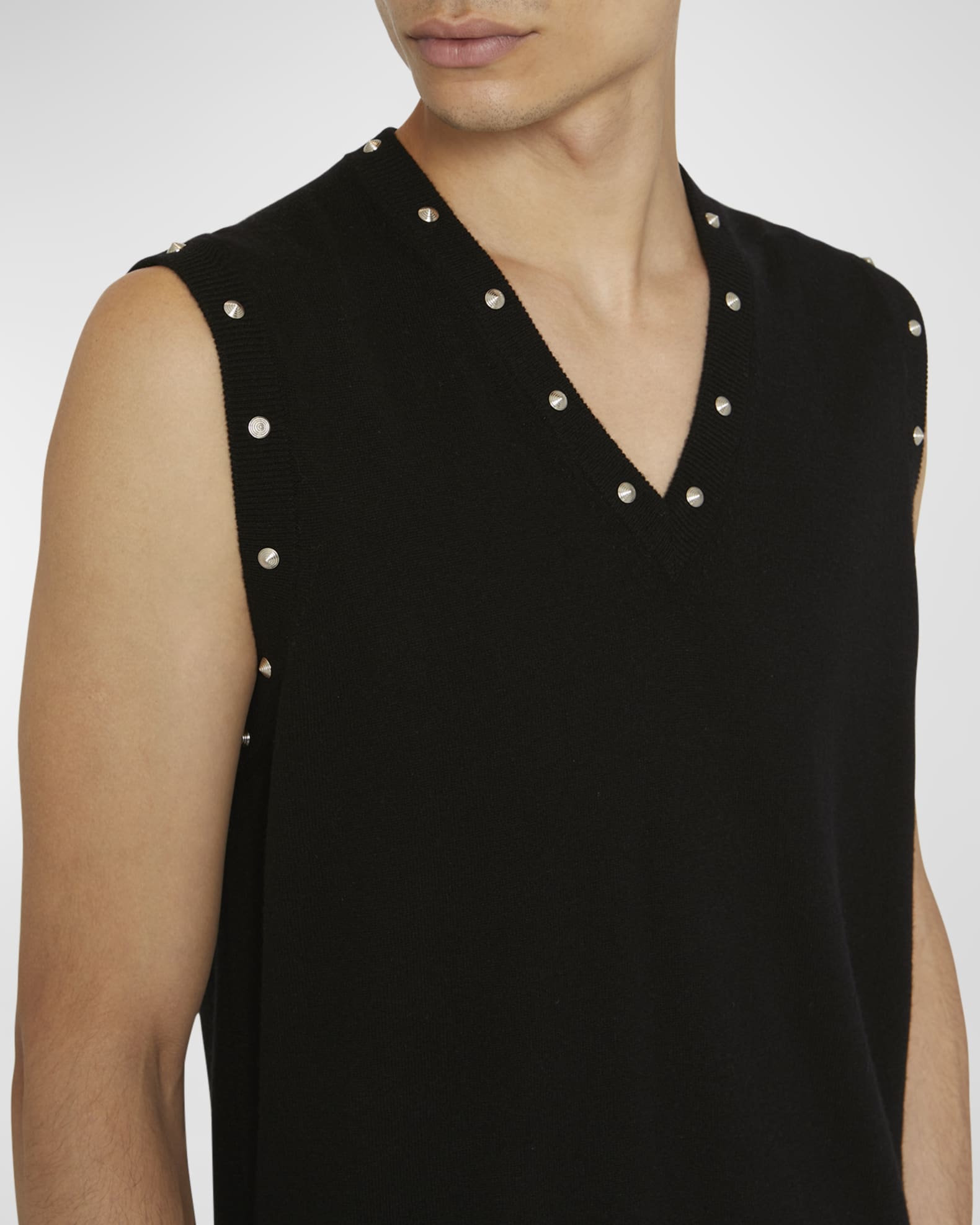 Versace Men's Studded V-Neck Sweater Vest | Neiman Marcus
