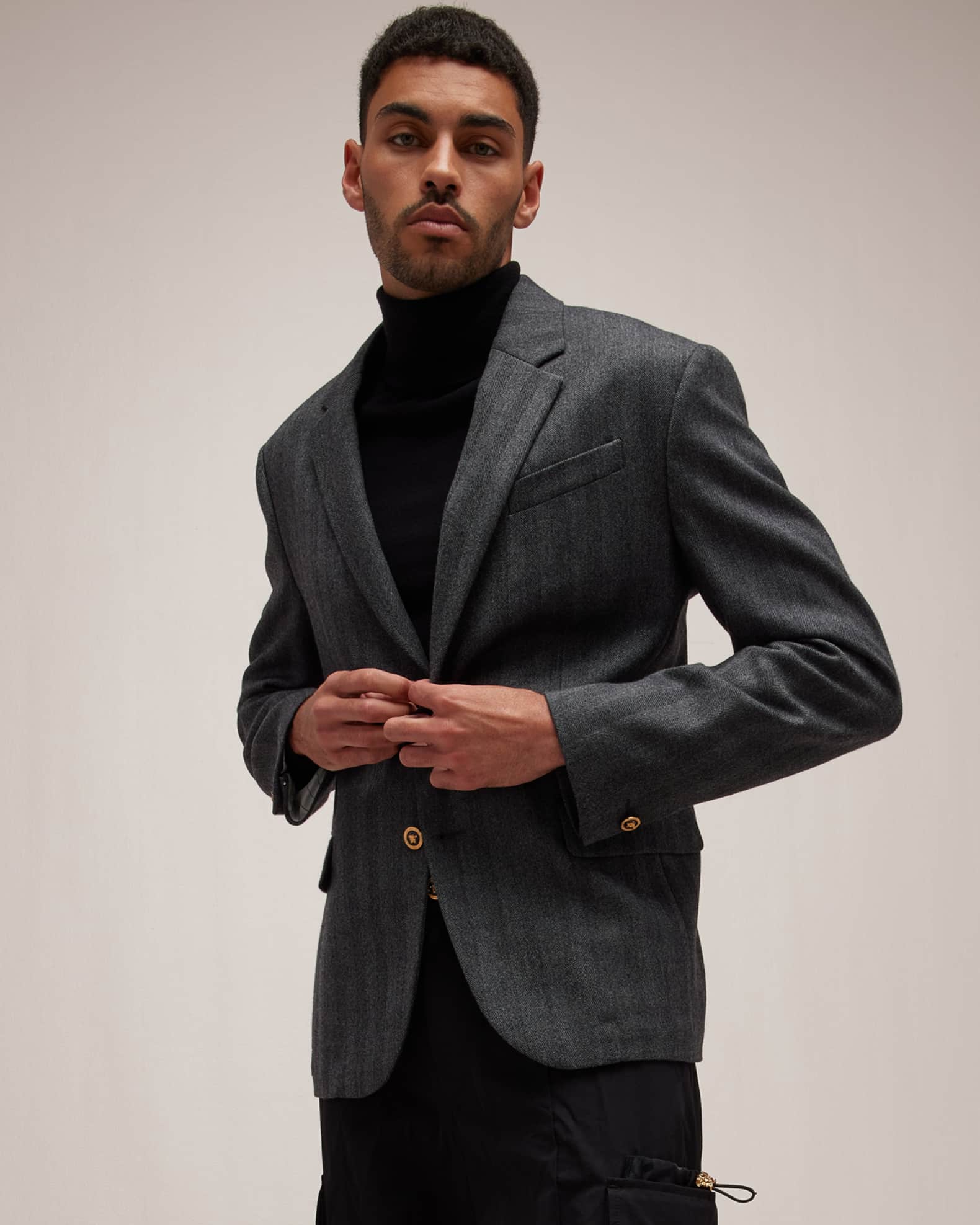 Versace Men's Herringbone Wool Blazer | Neiman Marcus
