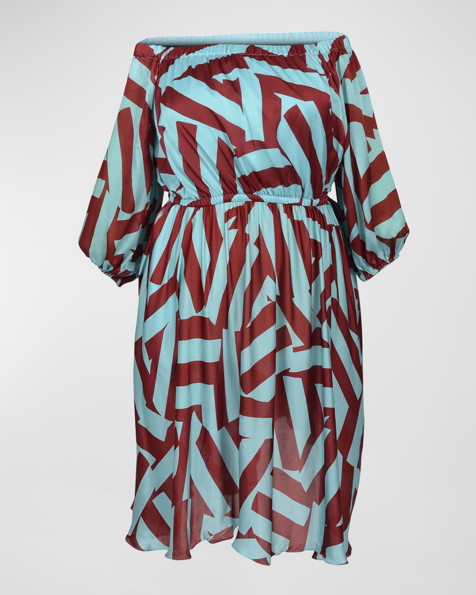 Mayes Nyc Plus Size Edwina Printed Off Shoulder Dress Neiman Marcus