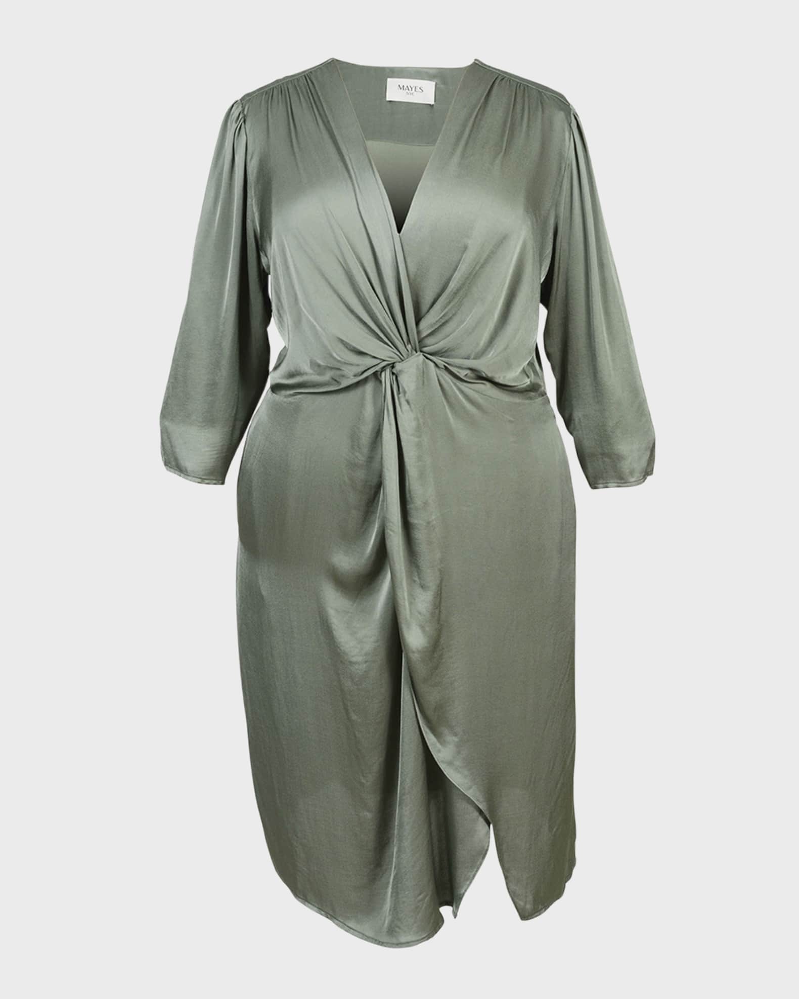 Mayes Nyc Plus Size Elvie Front Twist Midi Dress Neiman Marcus