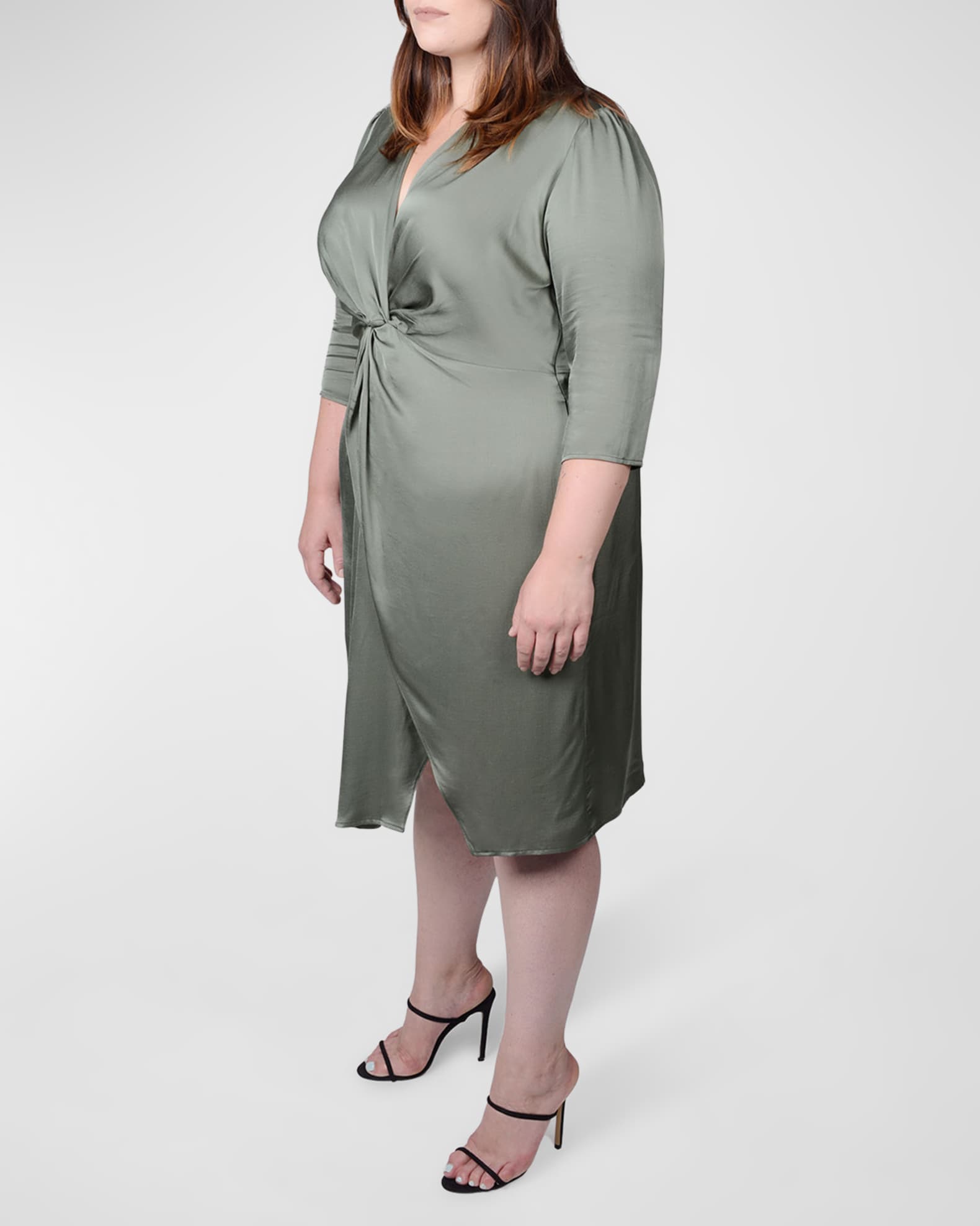 Mayes Nyc Plus Size Elvie Front Twist Midi Dress Neiman Marcus