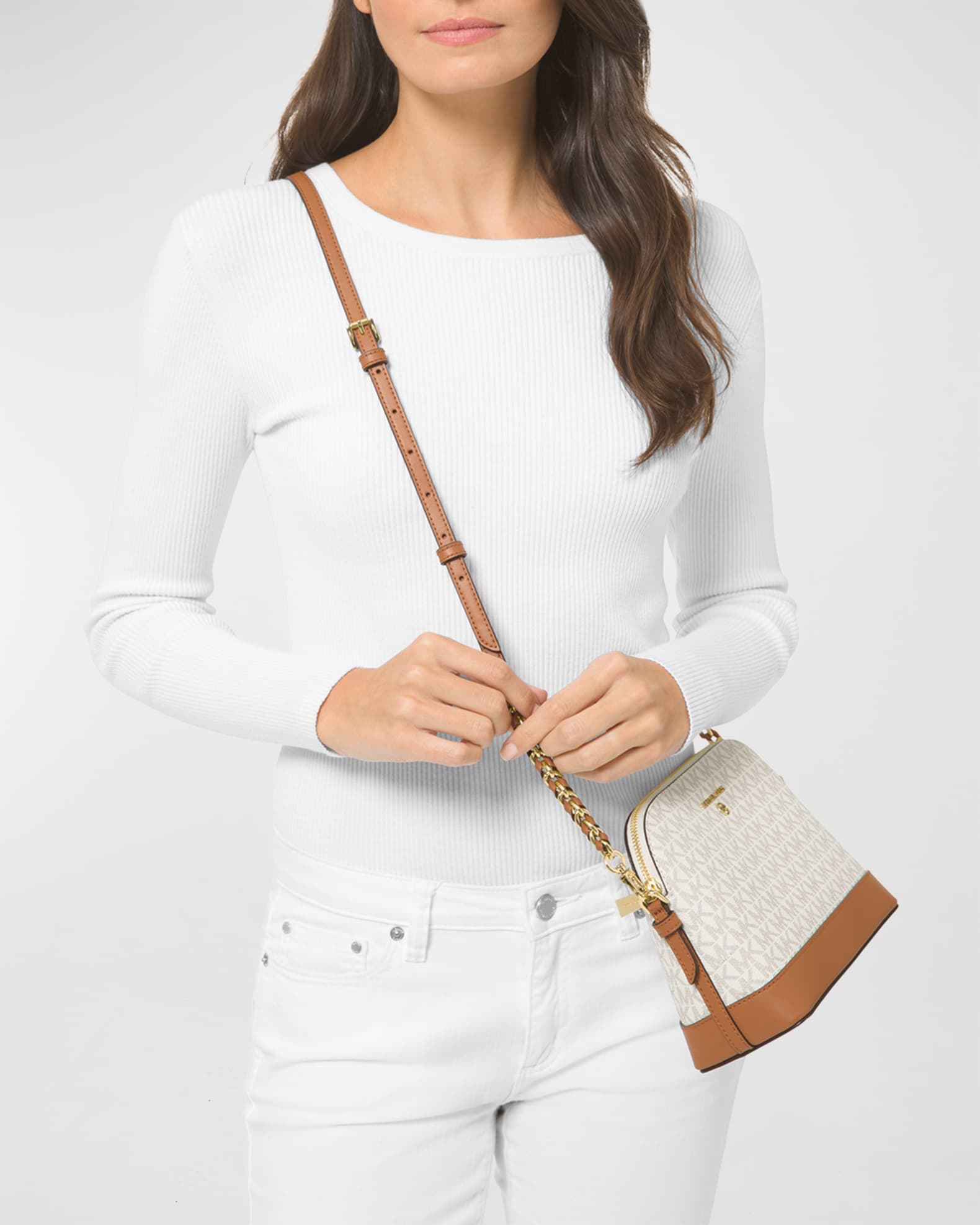 MICHAEL Michael Kors Jet Set Charm Large Dome Monogram Crossbody Bag ...