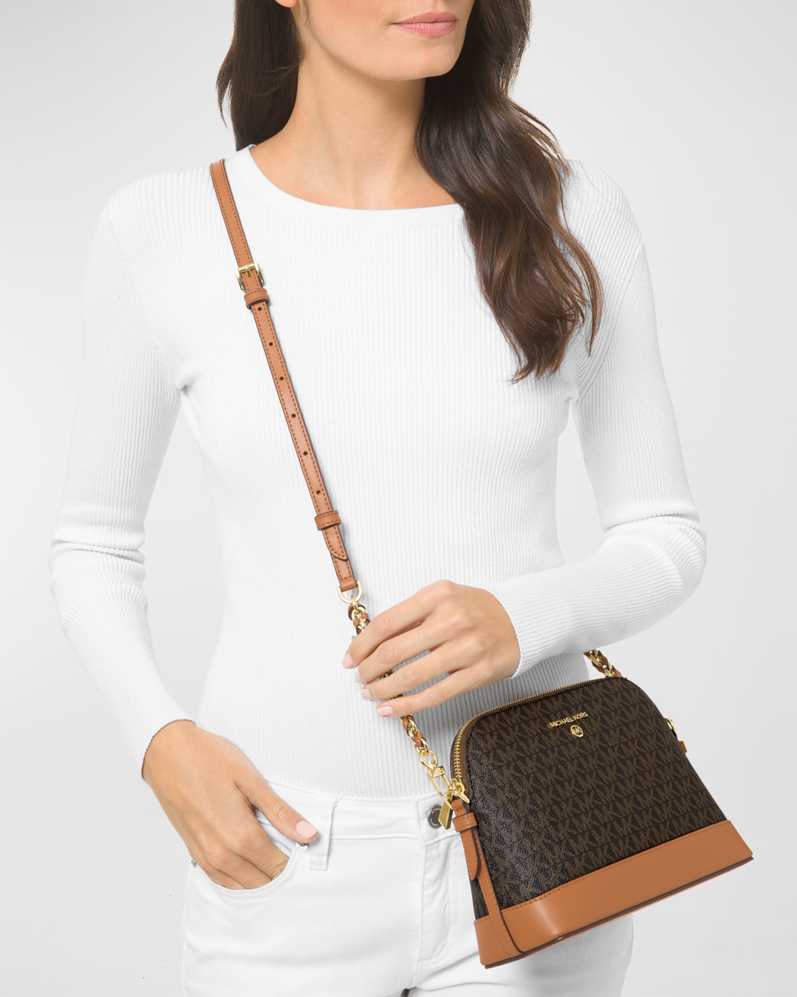 MICHAEL Michael Kors Jet Set Charm Large Dome Monogram Crossbody Bag ...