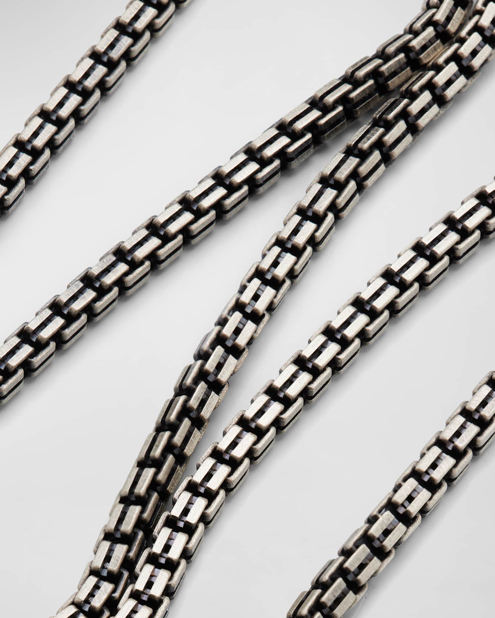 Armenta Men's Gunmetal Sterling Silver Box Chain Necklace | Neiman Marcus