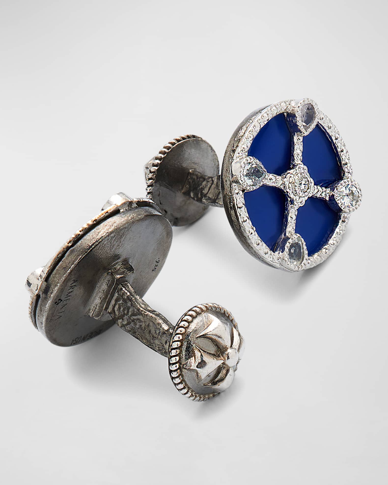 Armenta Men's Blue Enamel Romero Cufflinks with Diamonds and Sapphires ...