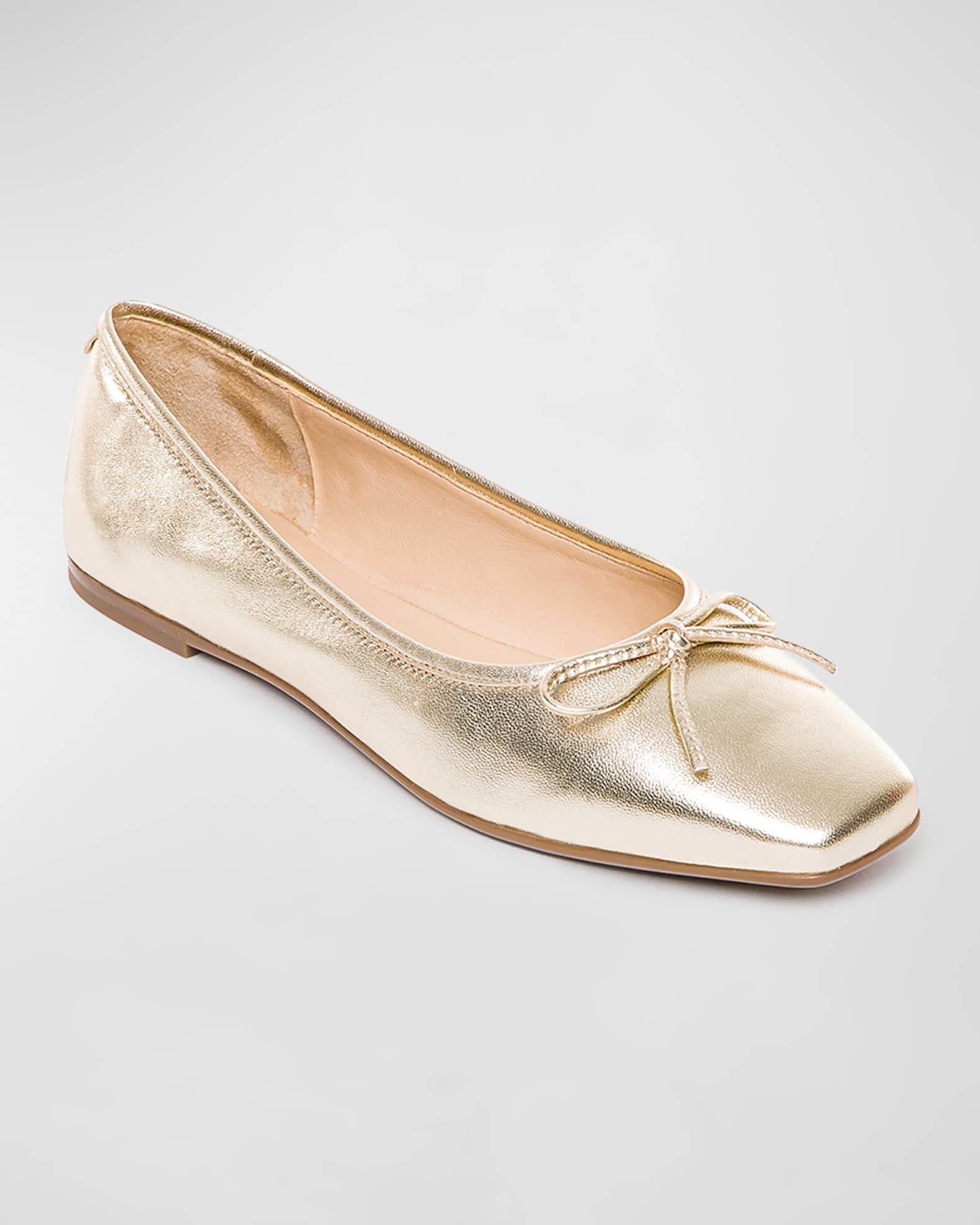 Bernardo Gwynn Metallic Bow Ballerina Flats | Neiman Marcus