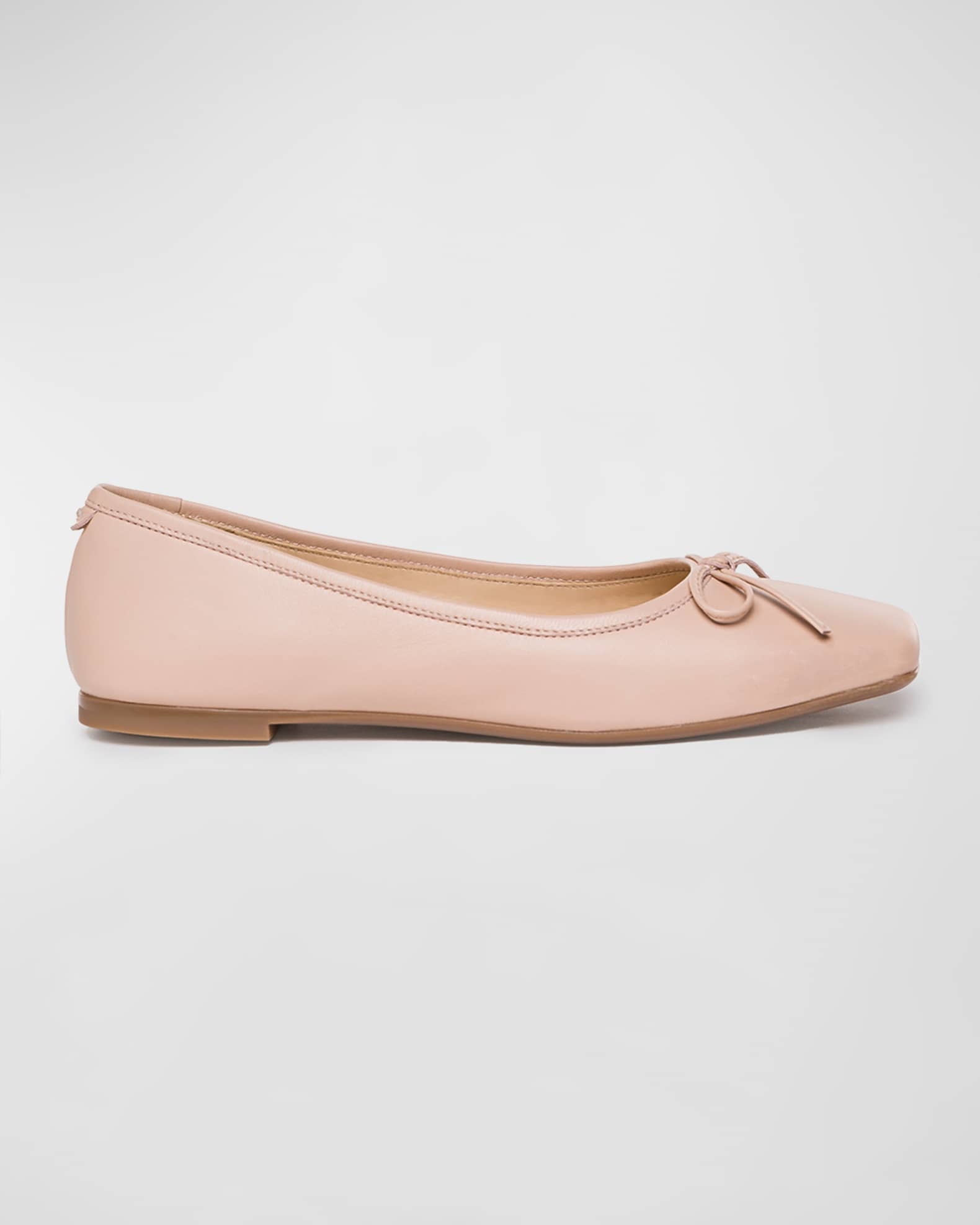 Bernardo Gwynn Leather Bow Ballerina Flats | Neiman Marcus