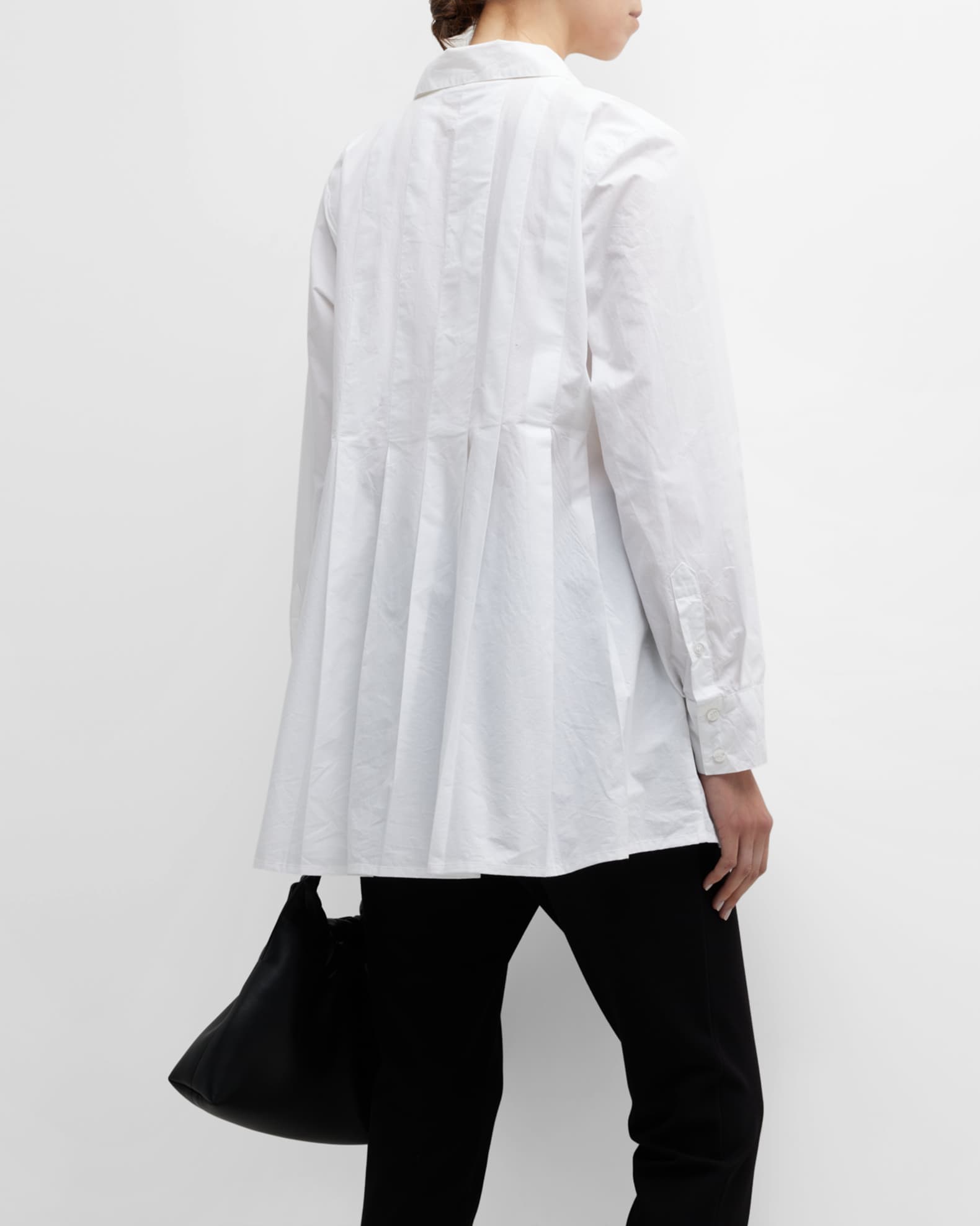 Masai Indila Pleated Button-Down Cotton Shirt | Neiman Marcus