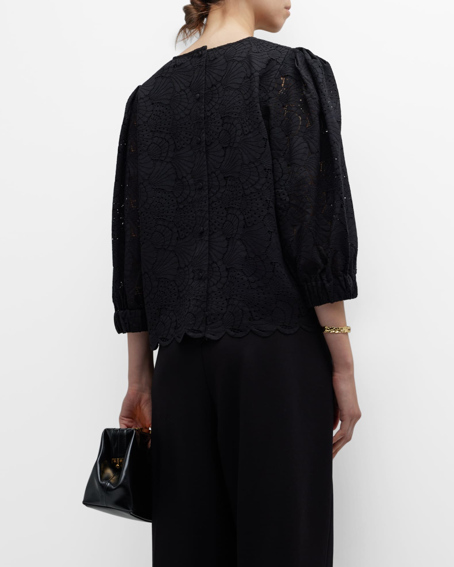 Masai Babali Embroidered Puff-Sleeve Top | Neiman Marcus