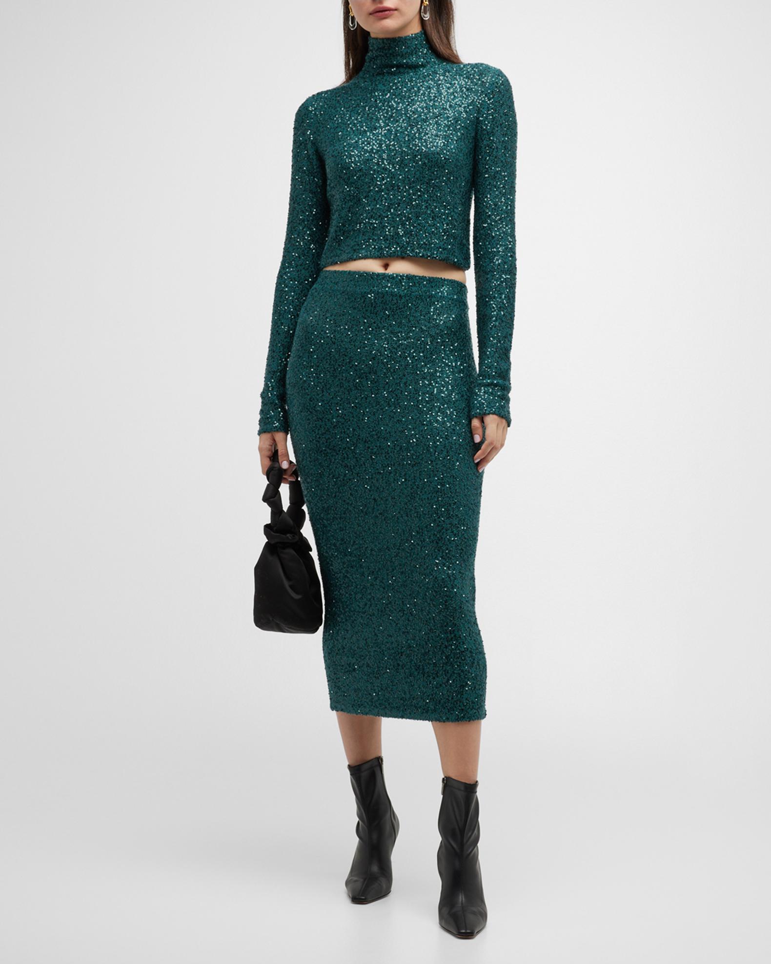 LAPOINTE Cashmere Sequin Crop Top | Neiman Marcus