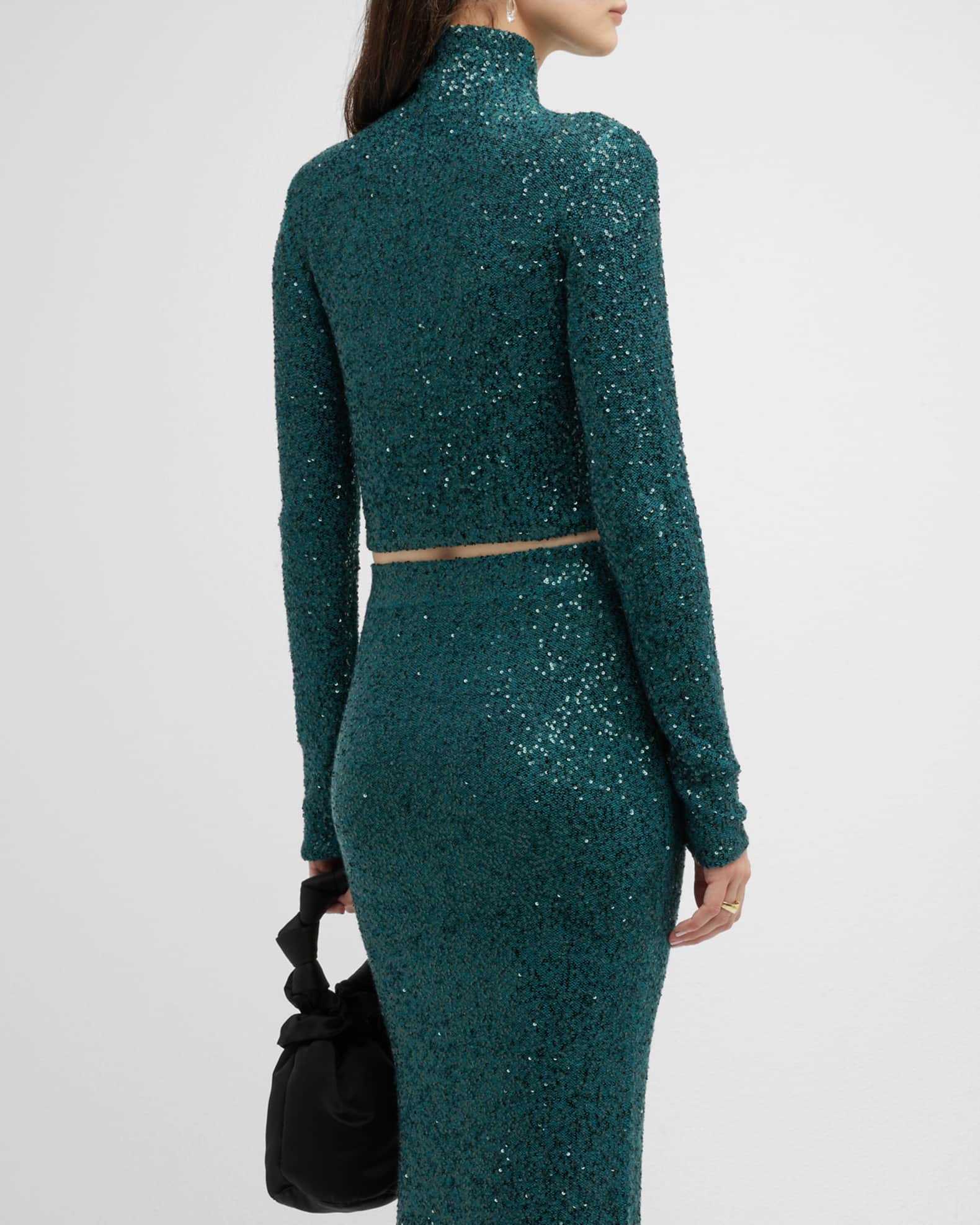 LAPOINTE Cashmere Sequin Crop Top | Neiman Marcus
