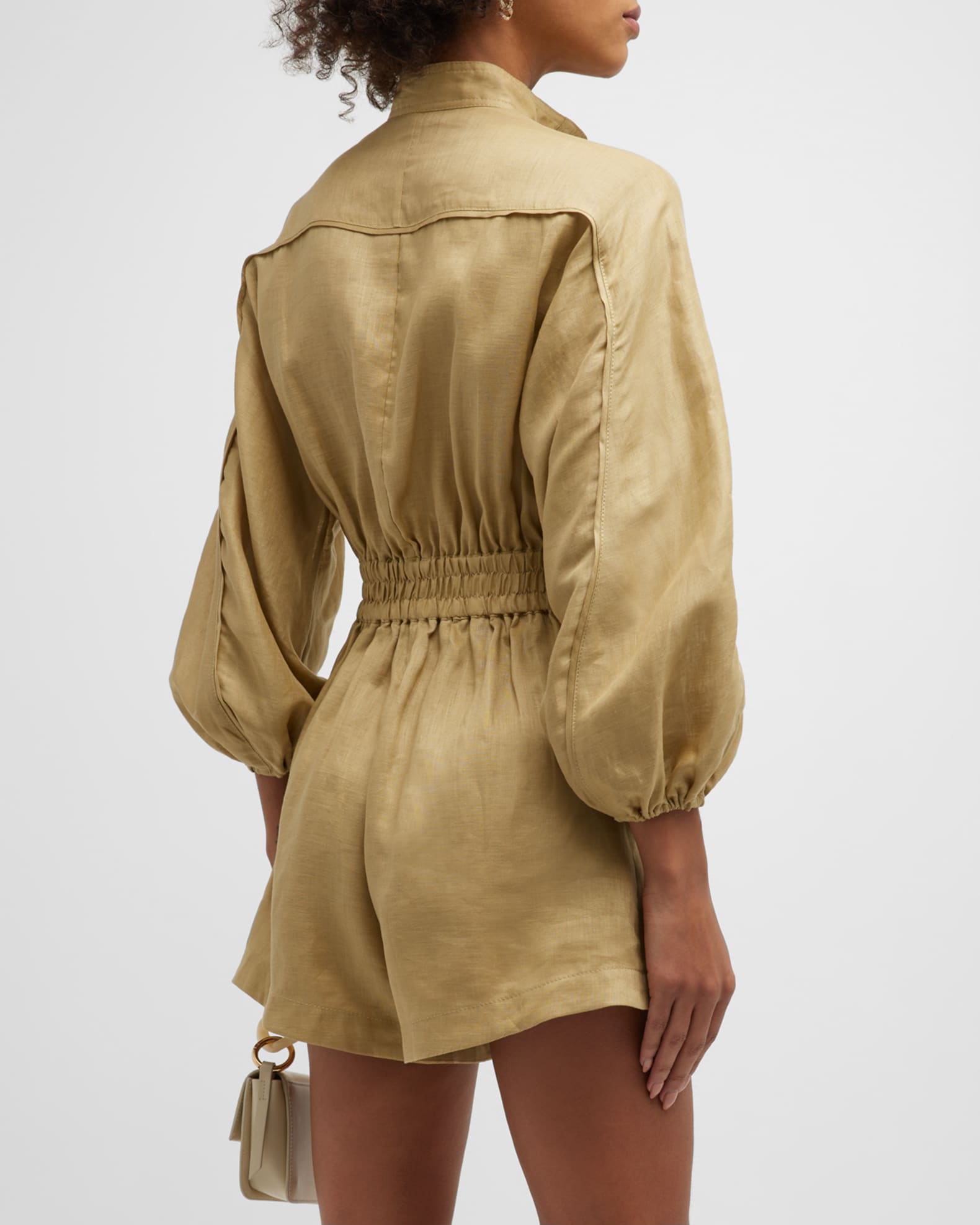 Zimmermann Tiggy Paneled Linen Romper | Neiman Marcus