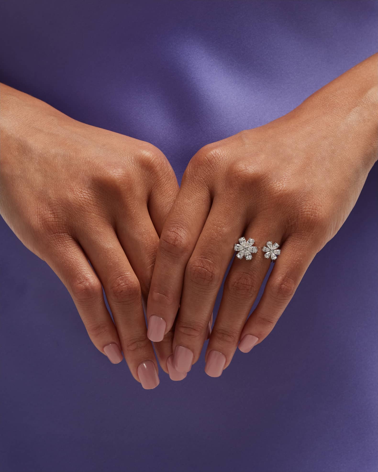 ZYDO 18k White Gold Diamond Flower Ring | Neiman Marcus