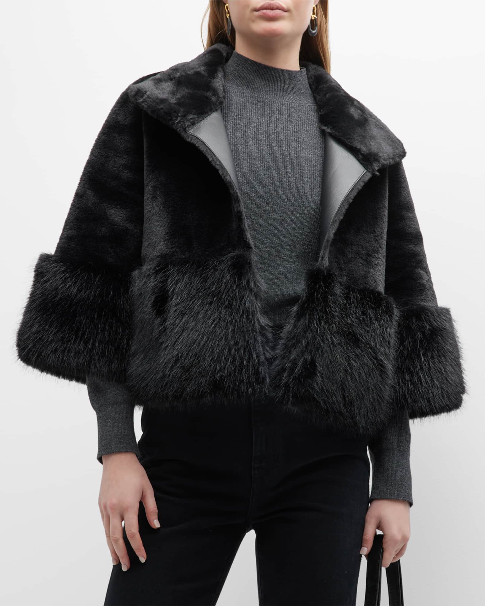 Adrienne Landau Short Faux Fur Jacket | Neiman Marcus
