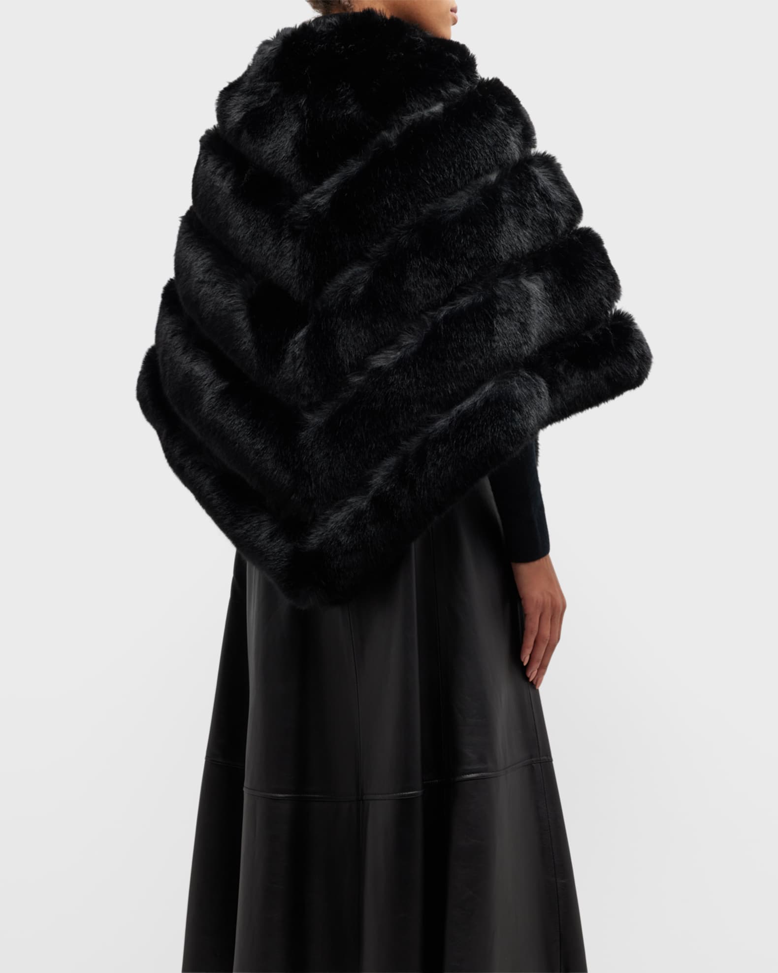 Adrienne Landau Asymmetrical Faux Fur Poncho | Neiman Marcus