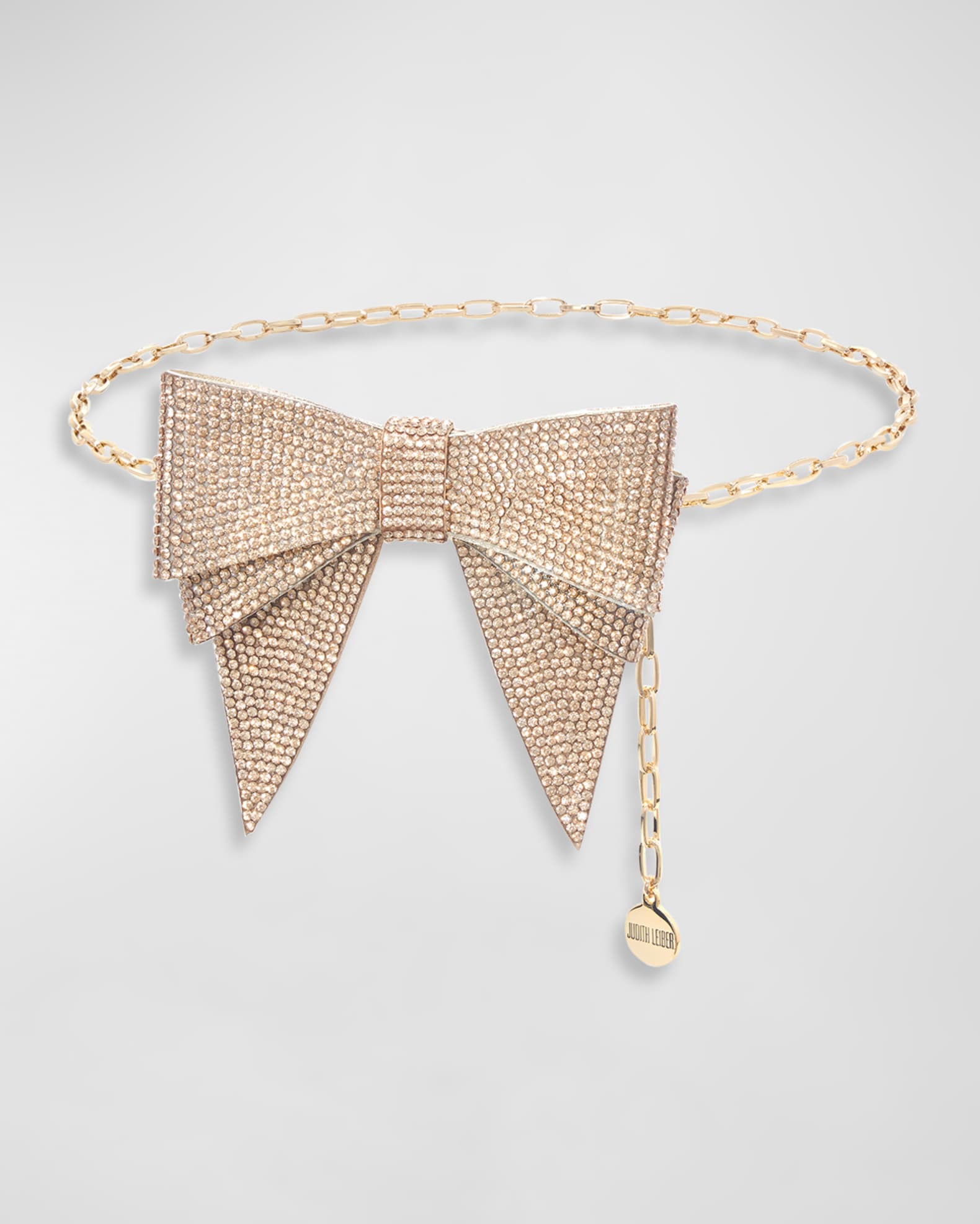 Judith Leiber Couture Crystal Bow Chain Belt | Neiman Marcus