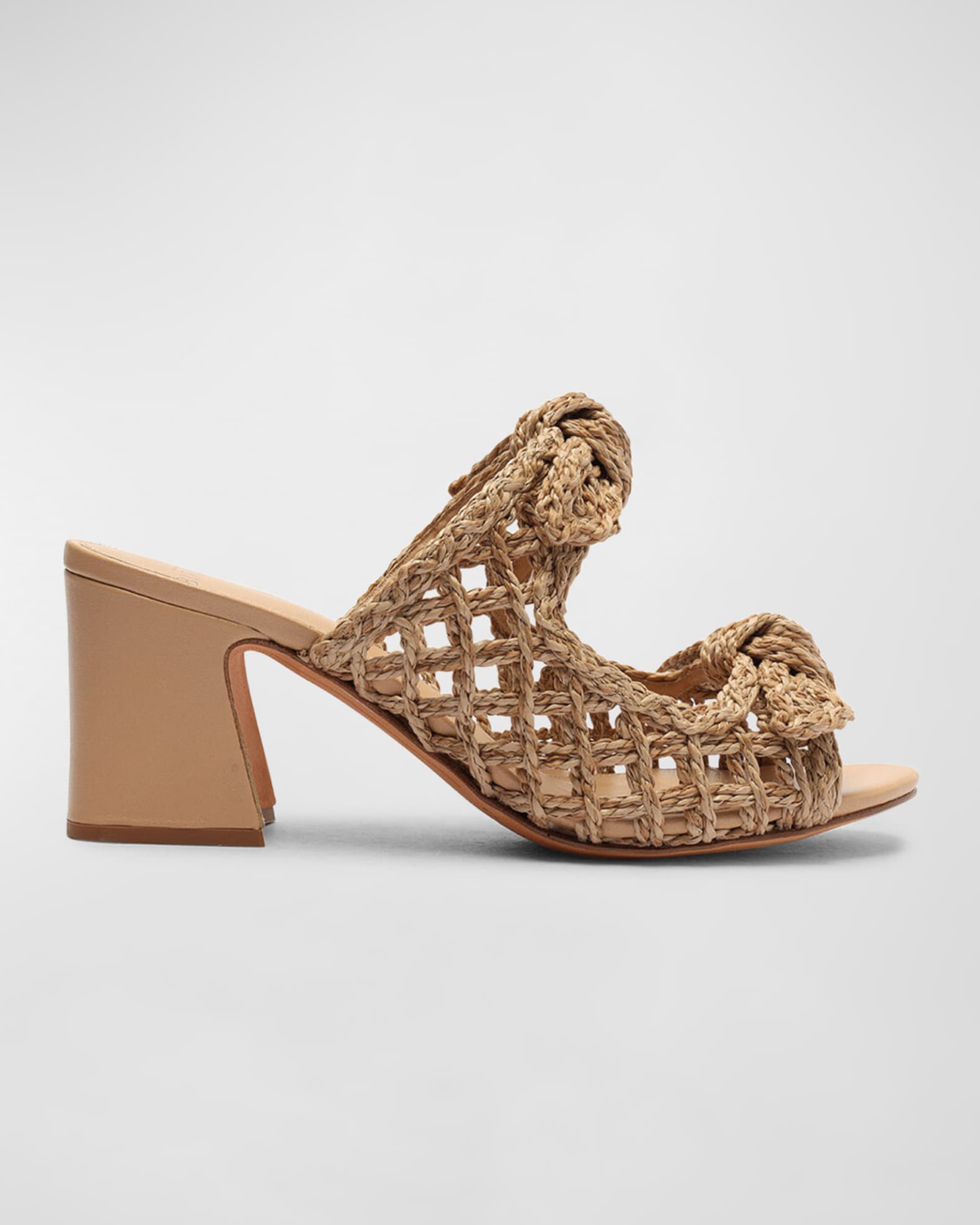 Alexandre Birman Clarita Raffia Dual-Bow Mule Sandals | Neiman Marcus