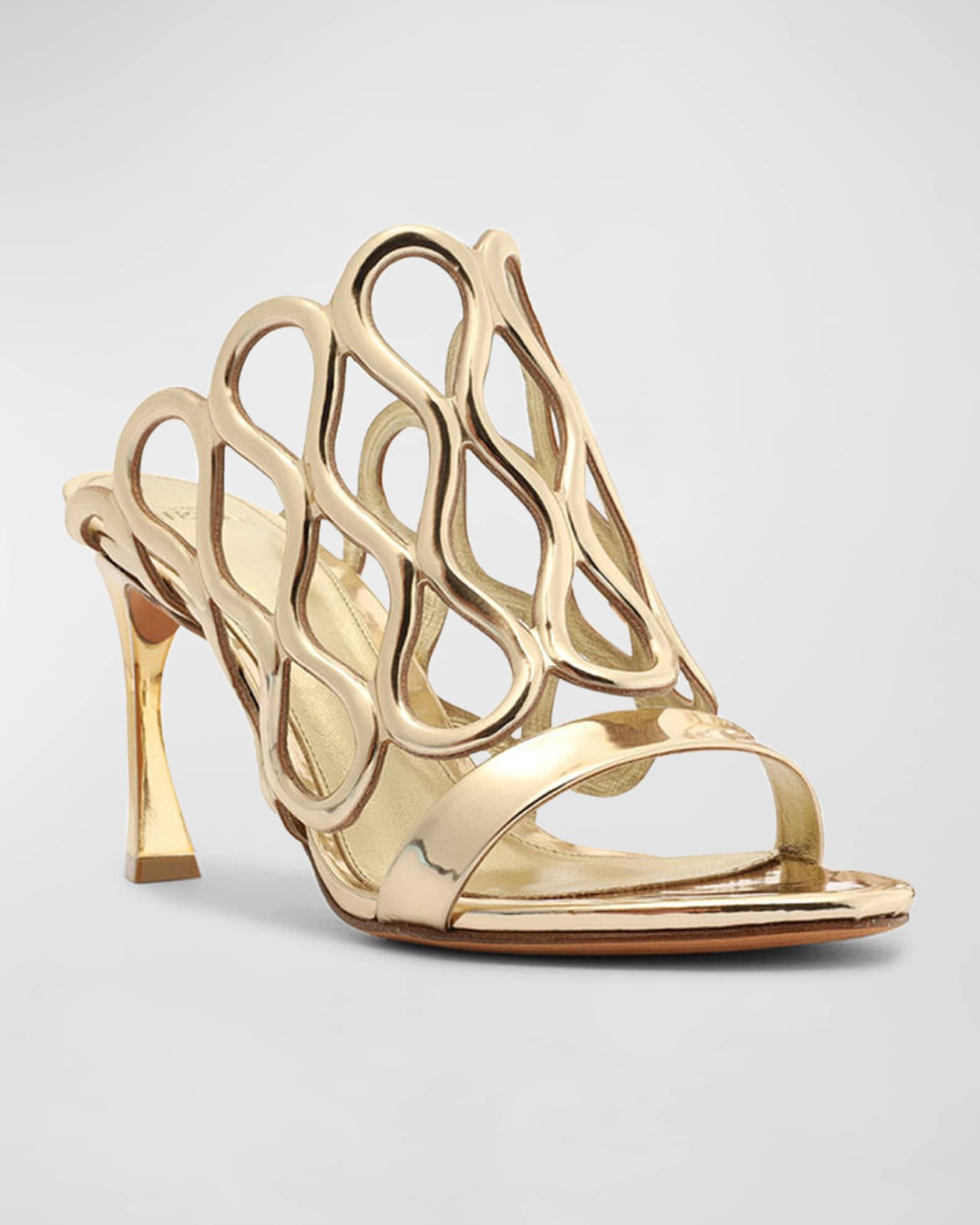 Alexandre Birman Matilda Caged Metallic Slide Sandals | Neiman Marcus