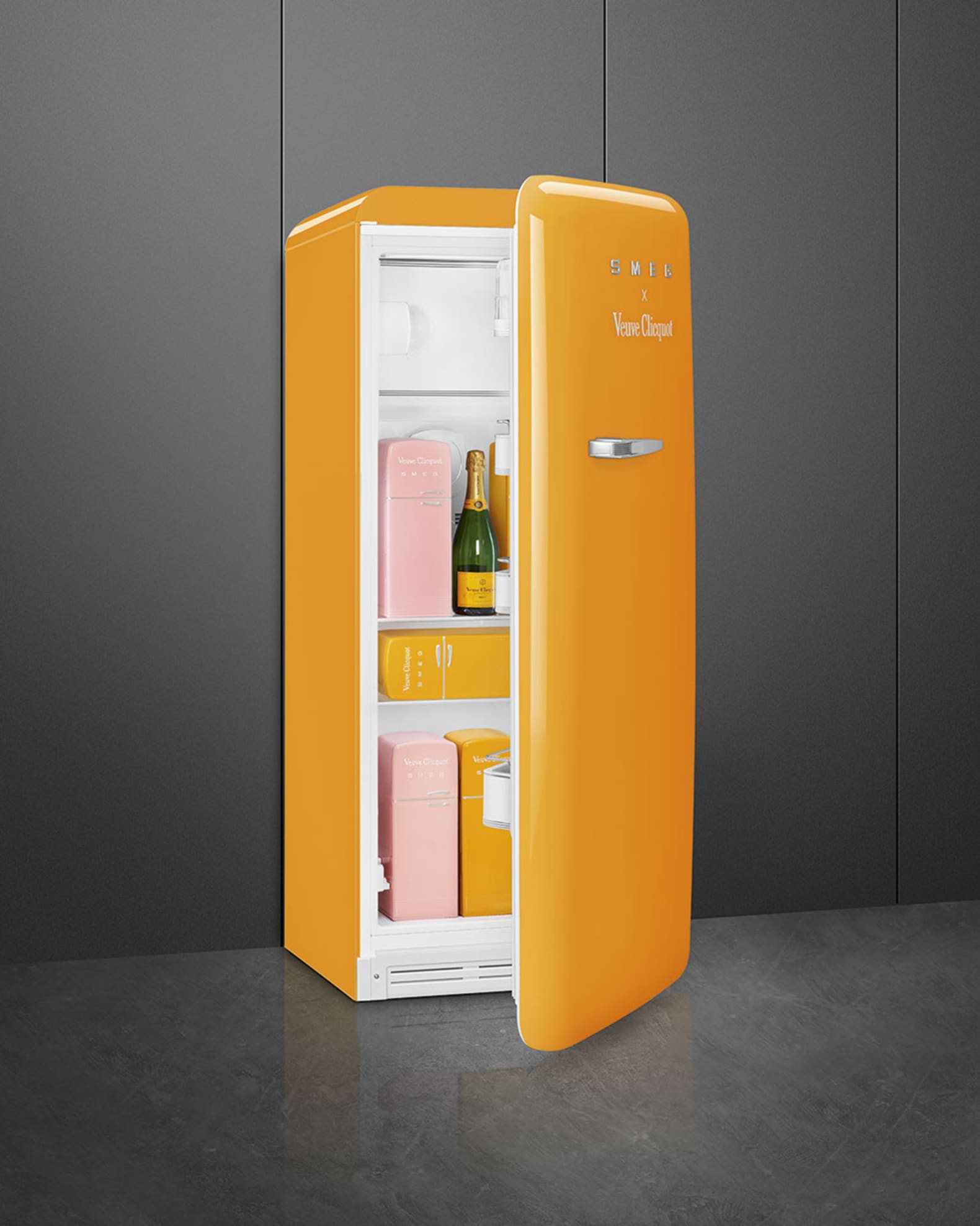 Smeg x Veuve Clicquot FAB28 Retro-Style Refrigerator | Neiman Marcus