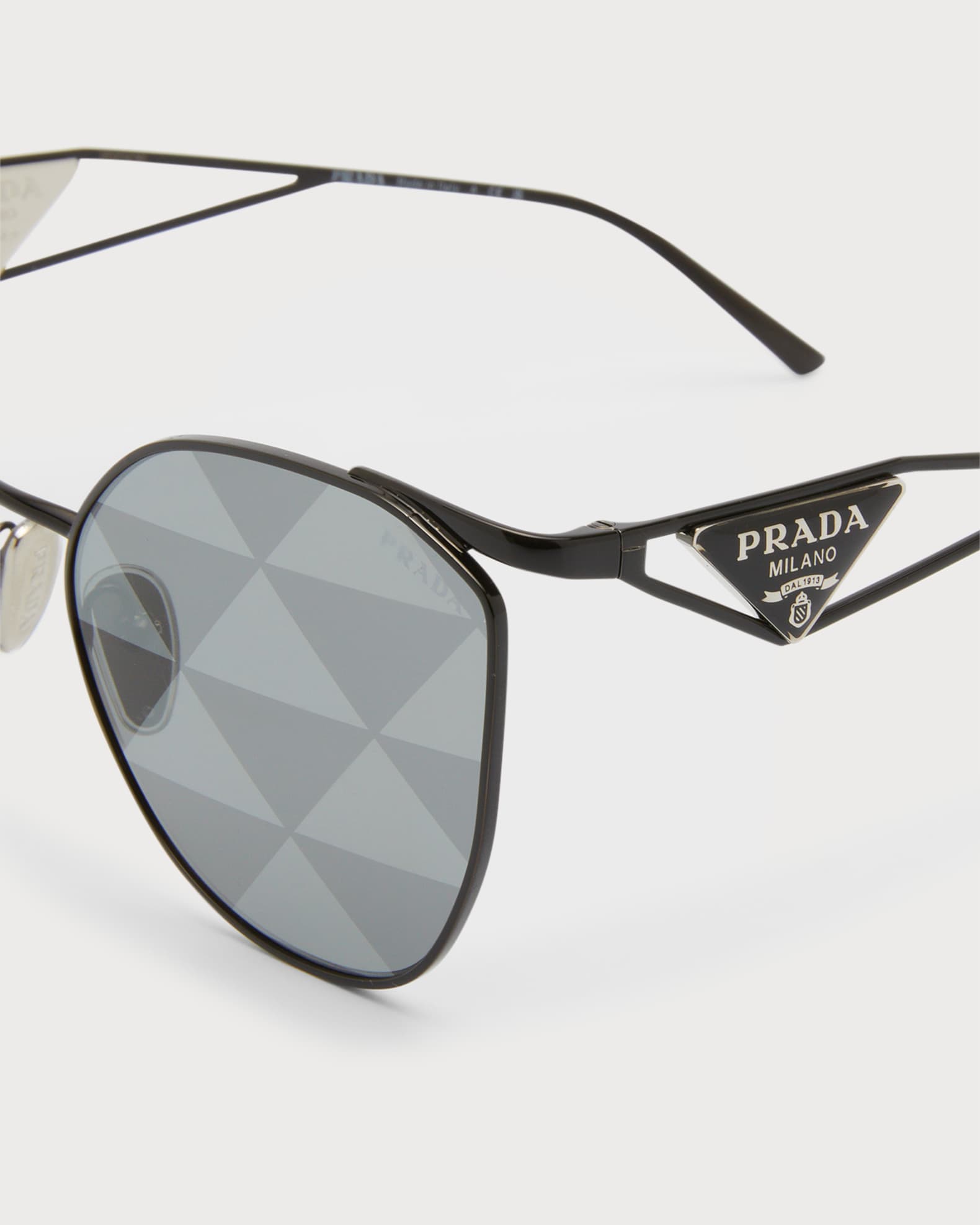 Prada Triangle Logo Metal & Plastic Cat-Eye Sunglasses | Neiman Marcus