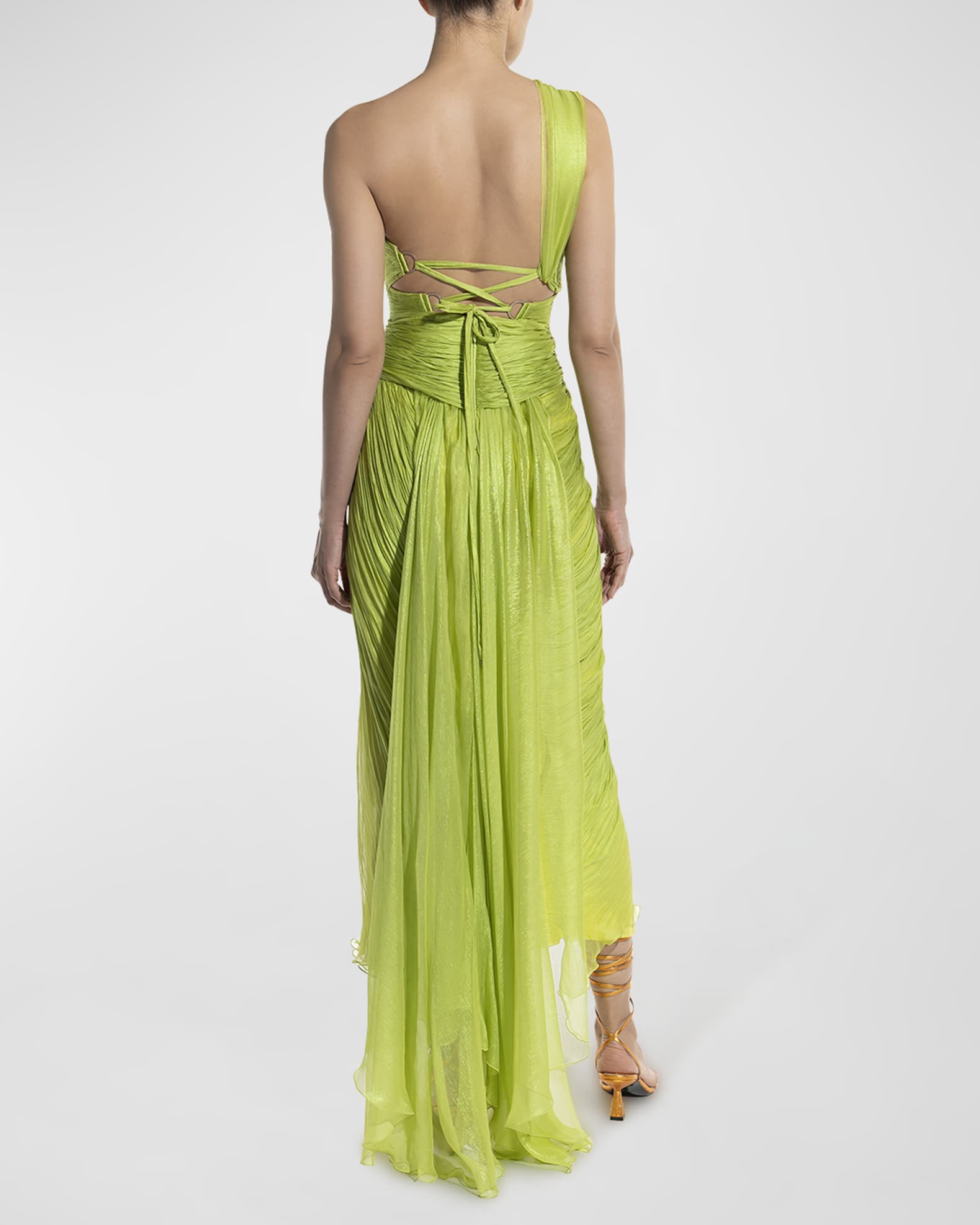 Maria Lucia Hohan Amelia Crossover Cutout One-Shoulder Plisse Gown ...