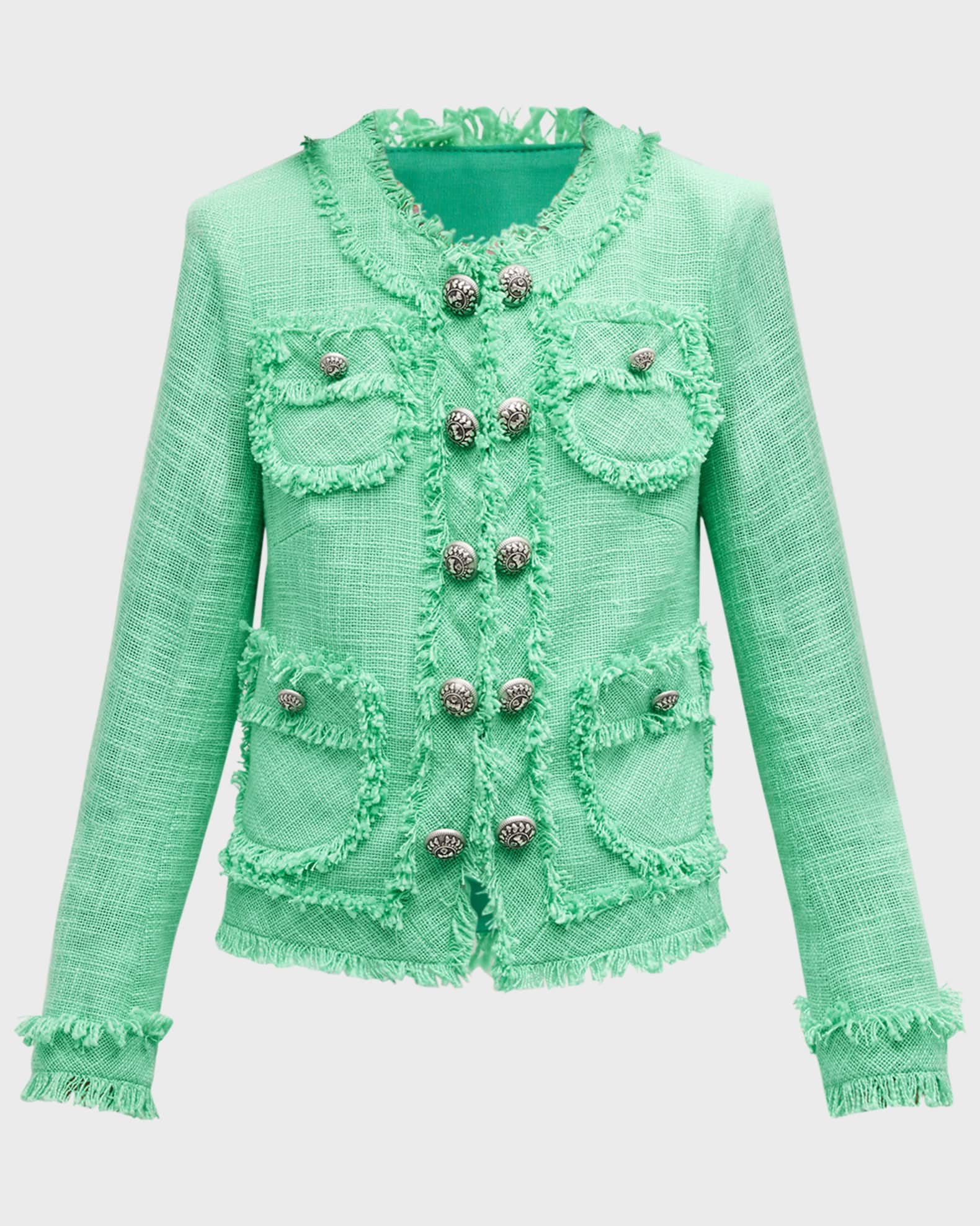 Maison Common 4-Pocket Fringe Tweed Jacket | Neiman Marcus