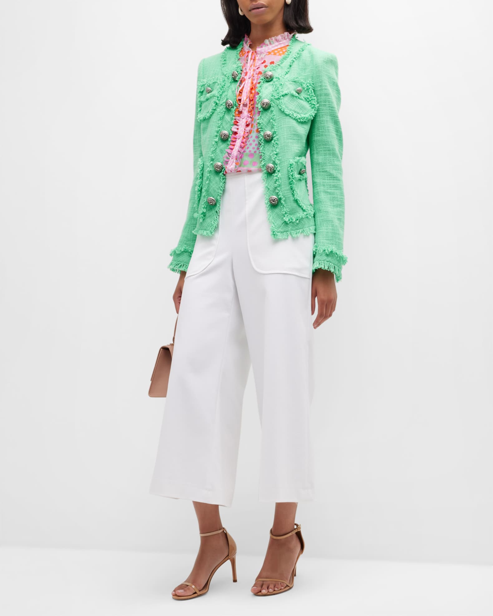 Maison Common 4-Pocket Fringe Tweed Jacket | Neiman Marcus