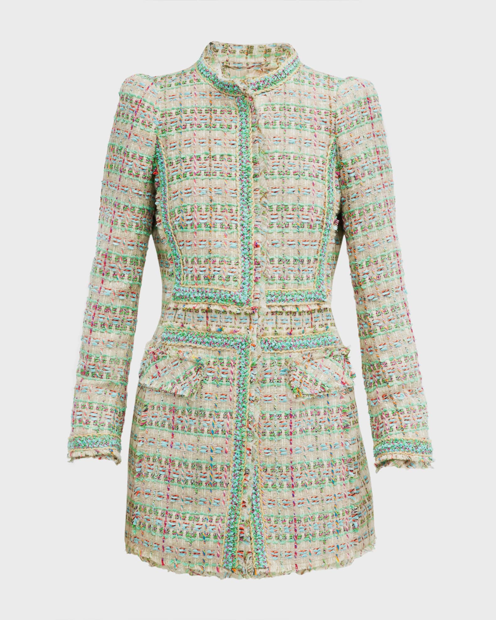 Maison Common Braided-Trim Tweed Jacket | Neiman Marcus