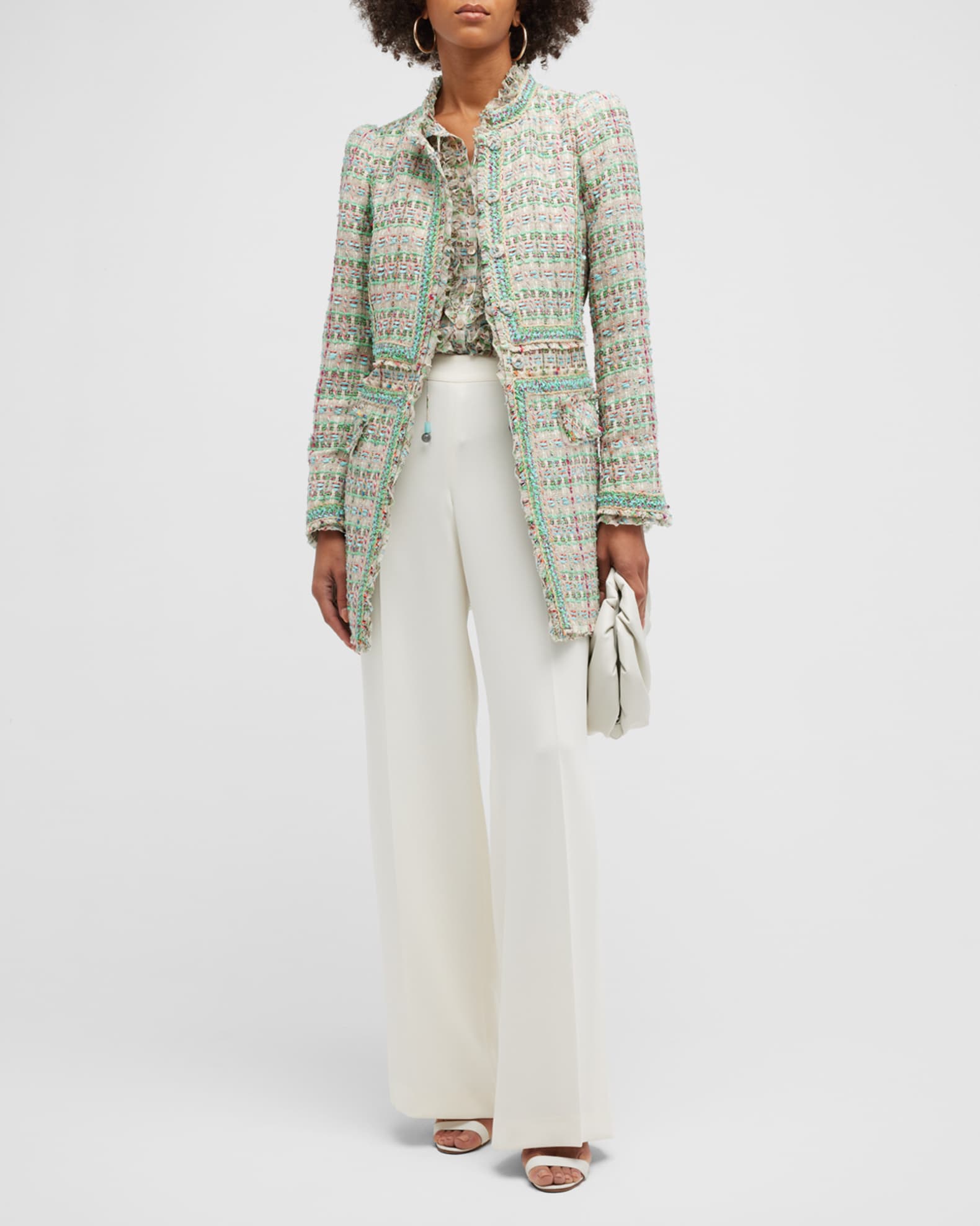 Maison Common Braided-Trim Tweed Jacket | Neiman Marcus