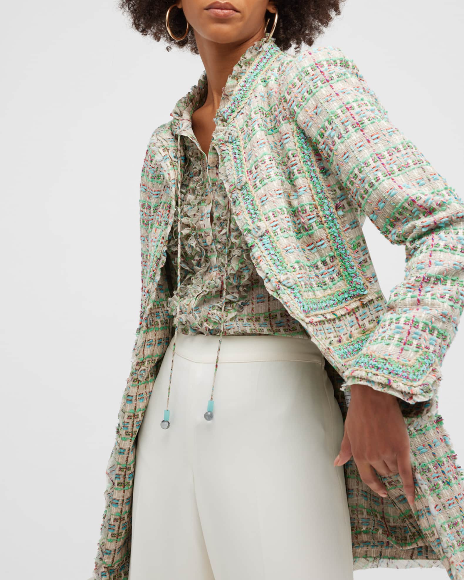 Maison Common Braided-Trim Tweed Jacket | Neiman Marcus