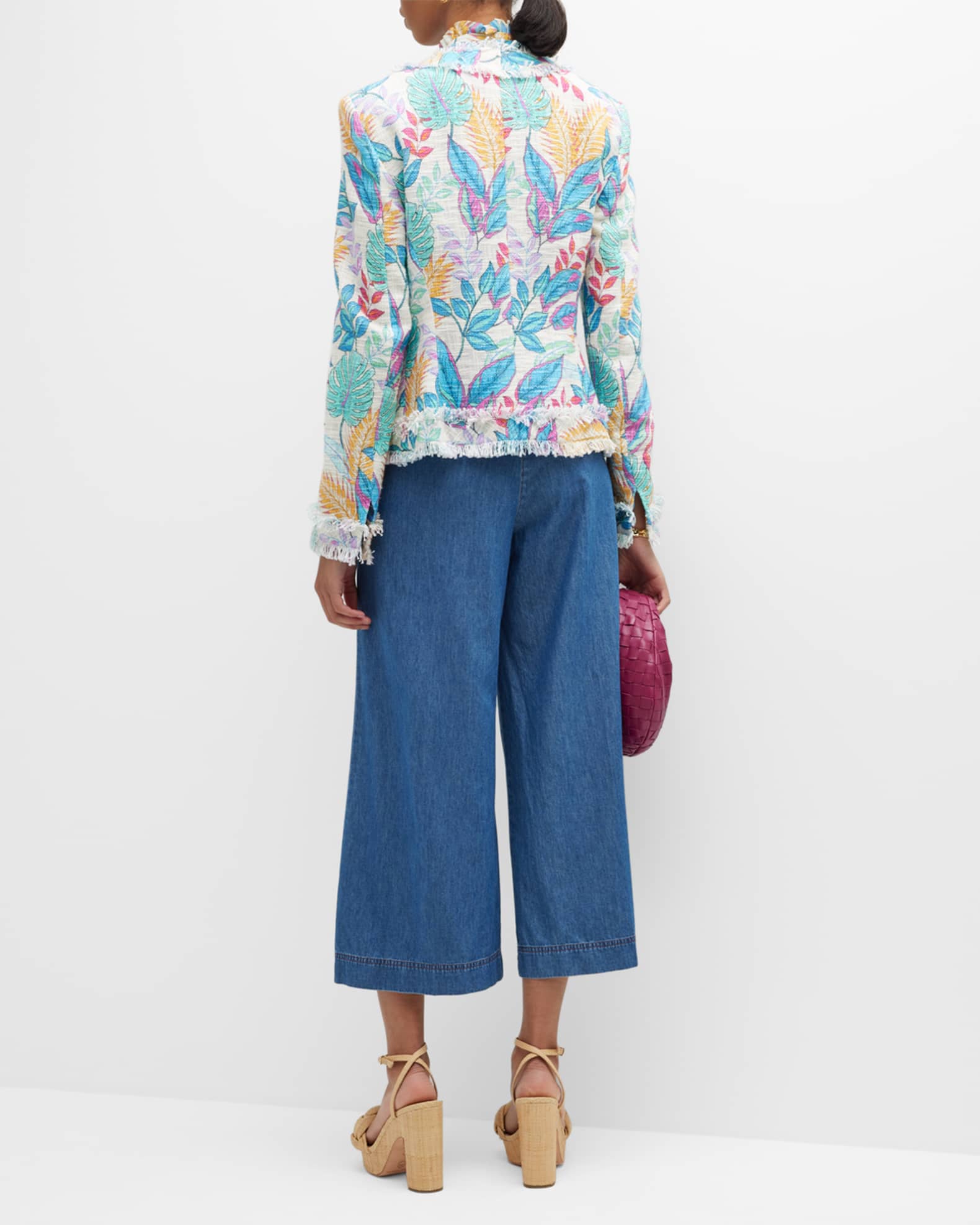 Maison Common Palm-Print 4-Pocket Tweed Jacket | Neiman Marcus